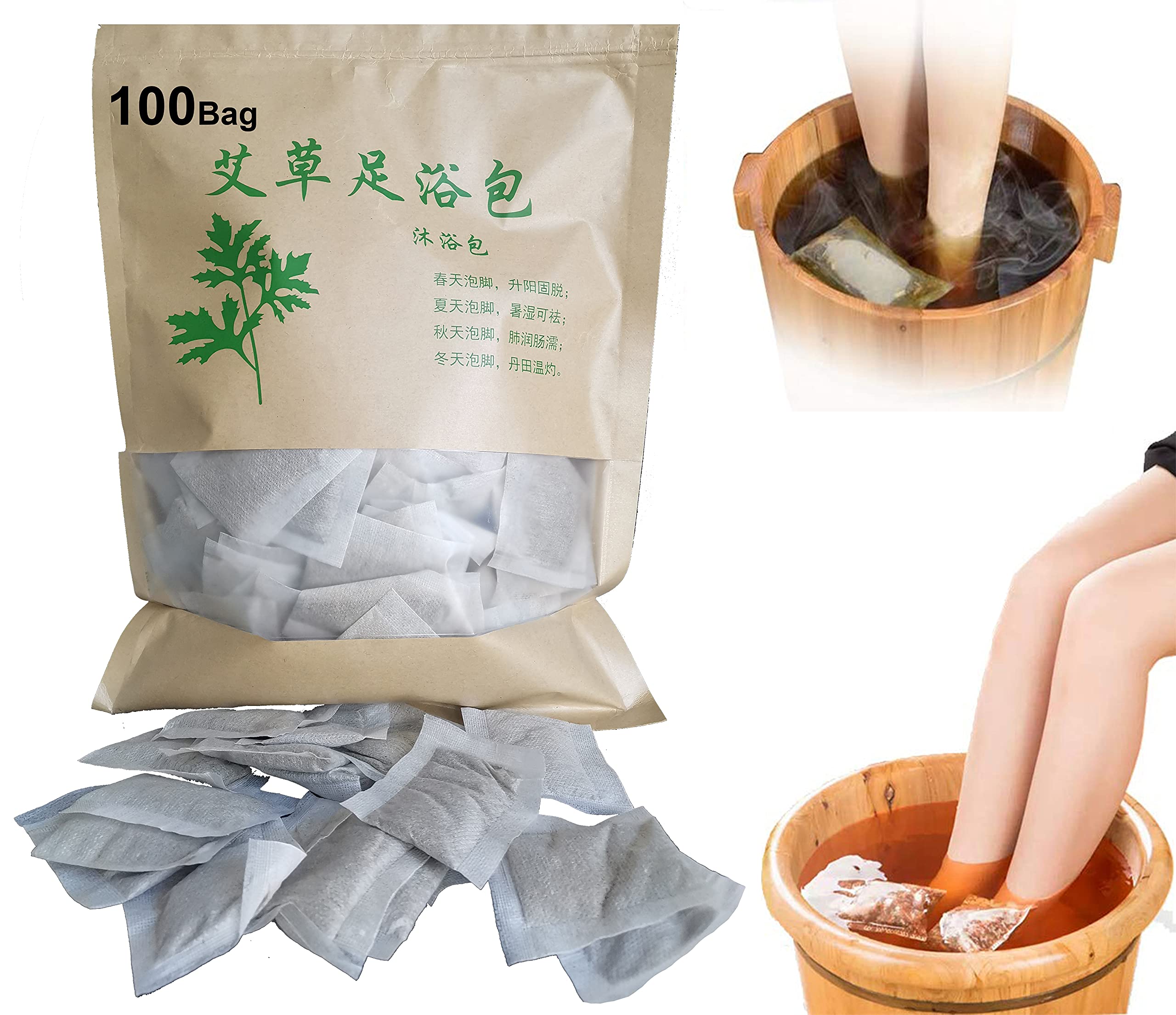 Mua 100bag Natural Mugwort Herb Foot Soak Wormwood Foot Bath Powder Spa ...