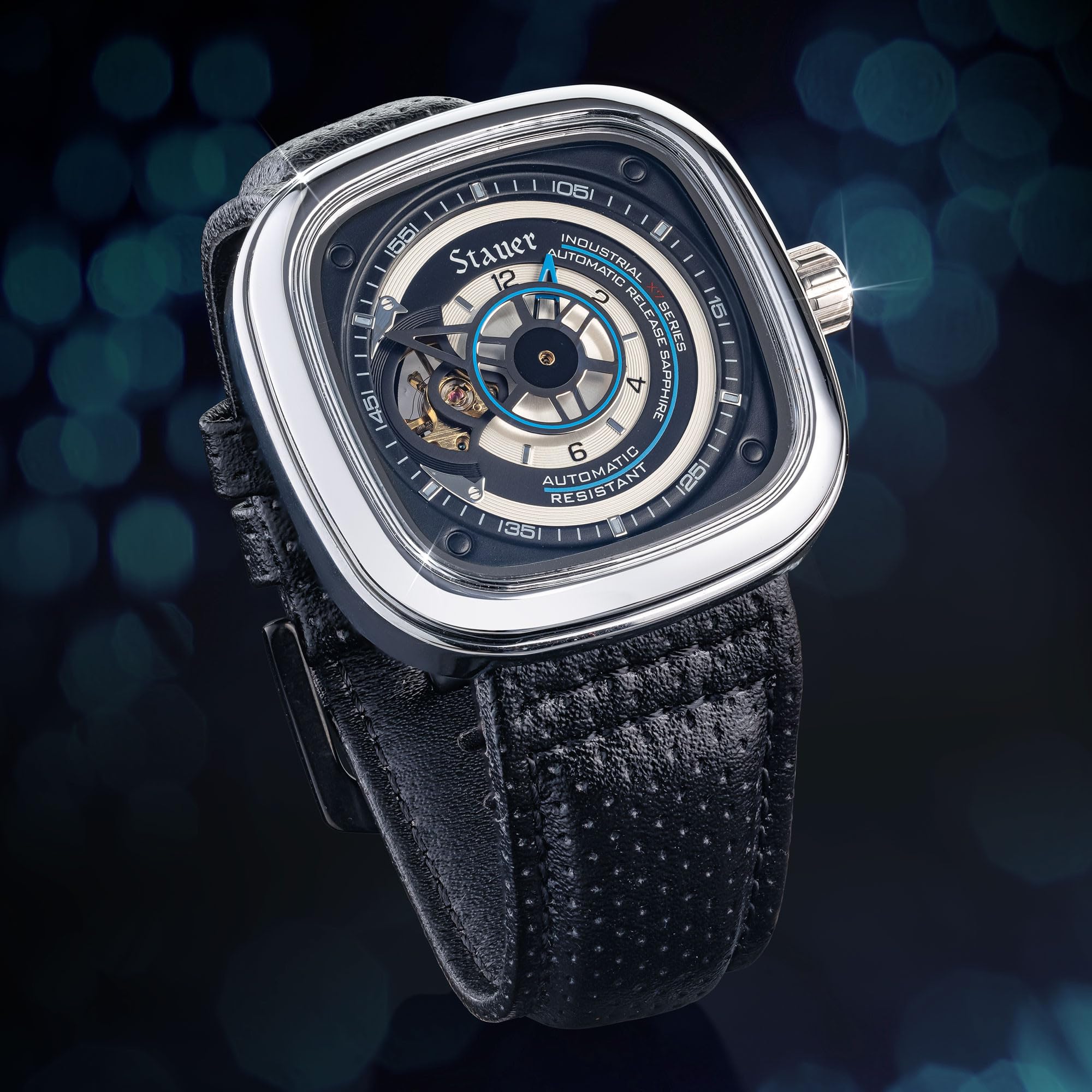 Mua Stauer Square Skeleton Automatic Watch for Men – 44mm Silver ...