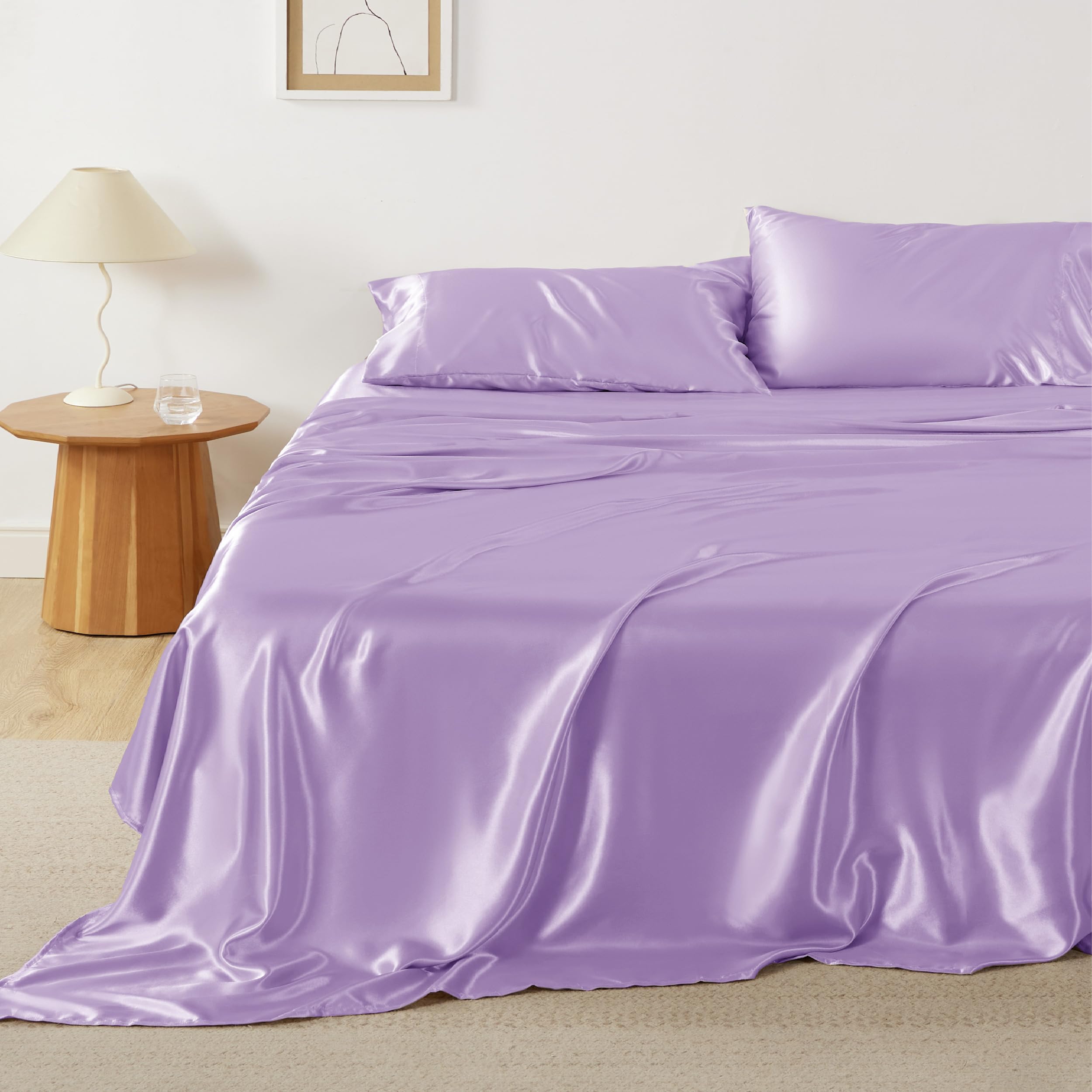 Bedsure Satin Sheets Queen Size - Similar to Silk Sheets, Silky ...