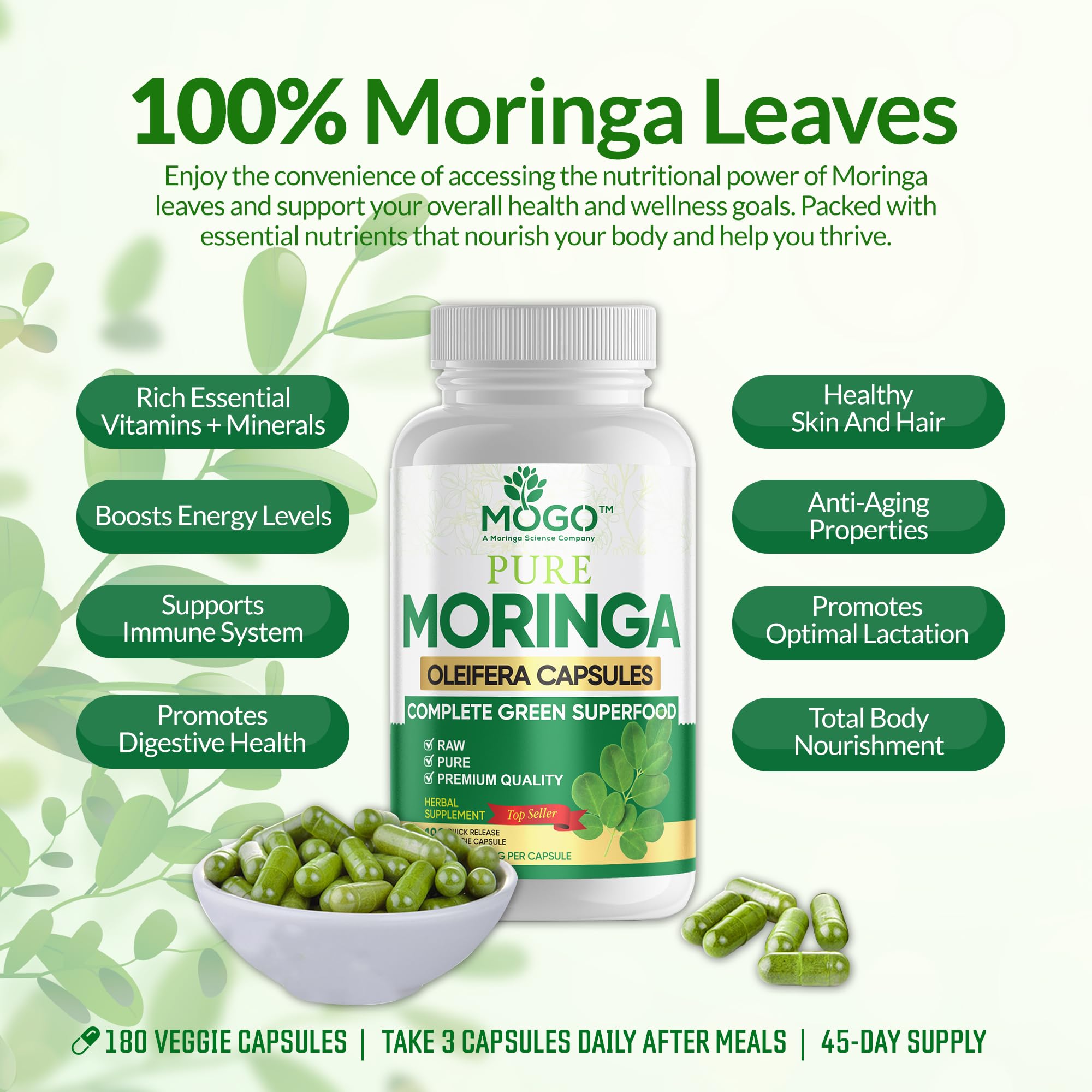 Mua Moringa Oleifera Capsules - 180 Count | 3X High Potency ...