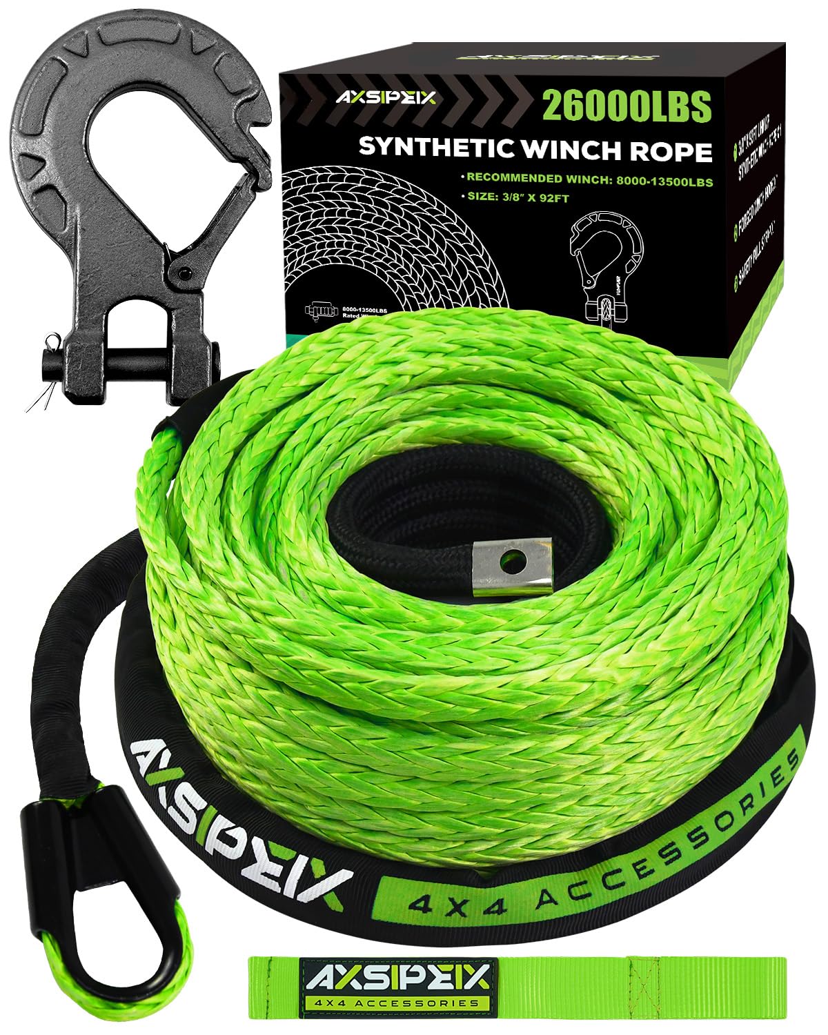 Mua Synthetic Winch Rope Kit, 3/8" x 92ft 26000LBS Green Winch Cable ...