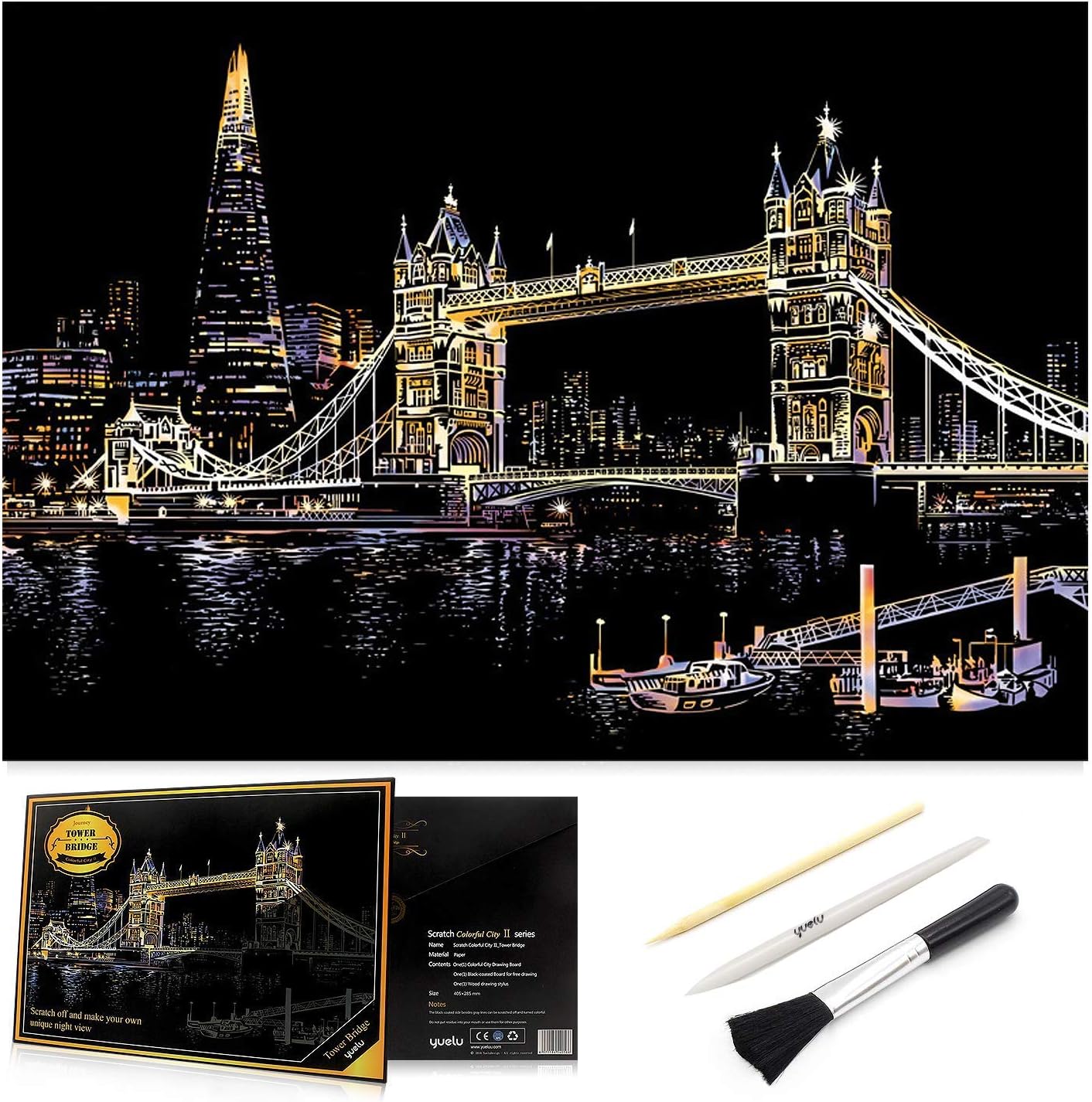 Scratch Art, Scratch Art Paper DIY Night View Scratchboard for Adult ...