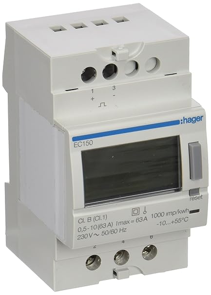 Hager EC150 Single-Phase Energy Meter Total and Partial 63 A, 230 V ...