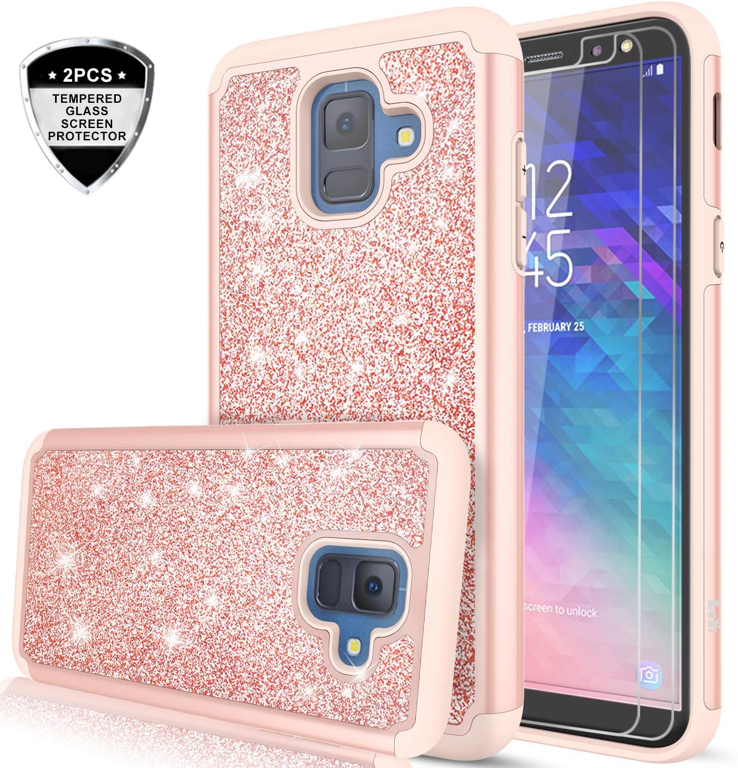 Amazon.com: Samsung Galaxy A6 Case with Tempered Glass Screen Protector ...