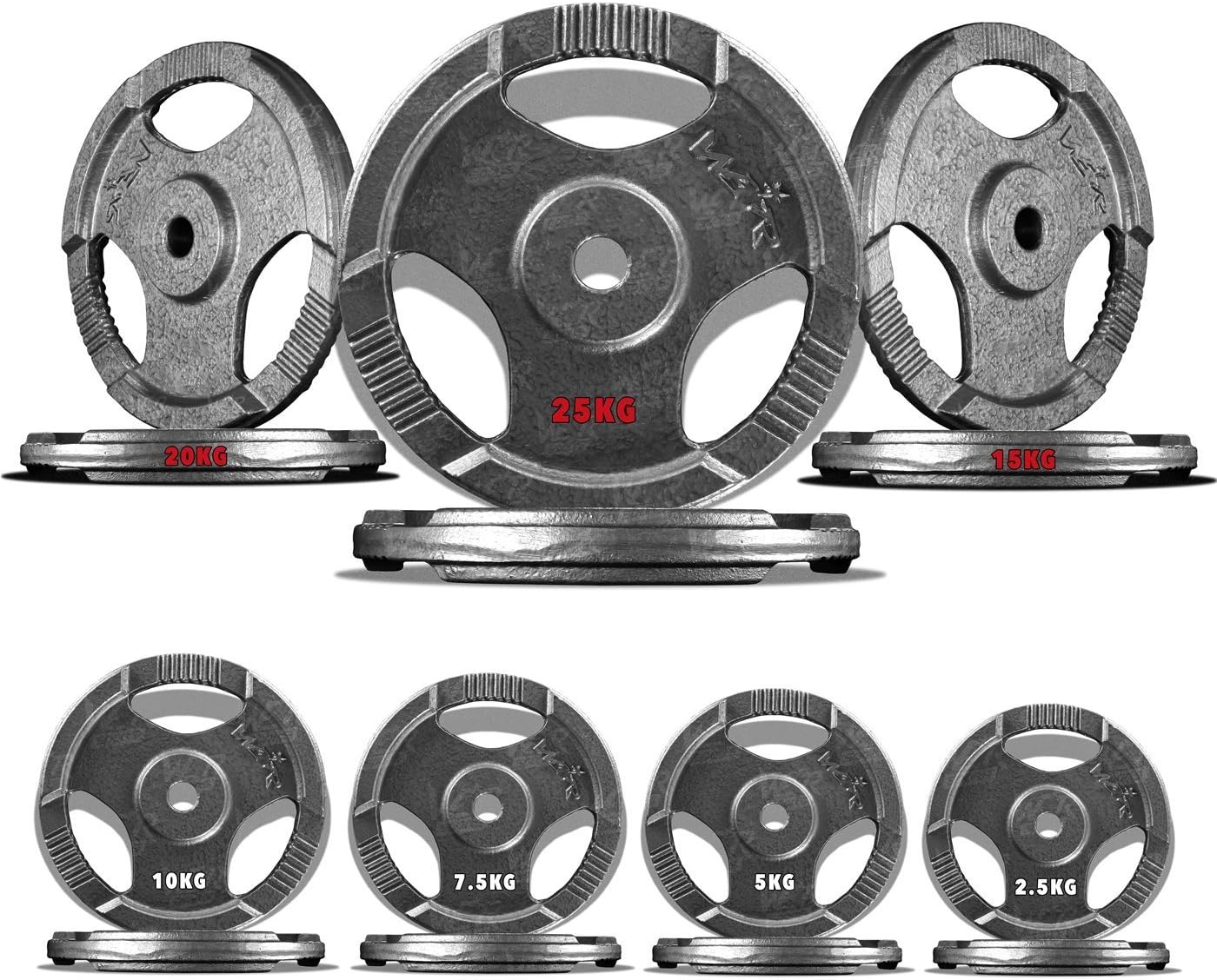 1" TRI-GRIP Hammertone Disc Weight Plates EZ Bar Curl Barbell Weights ...