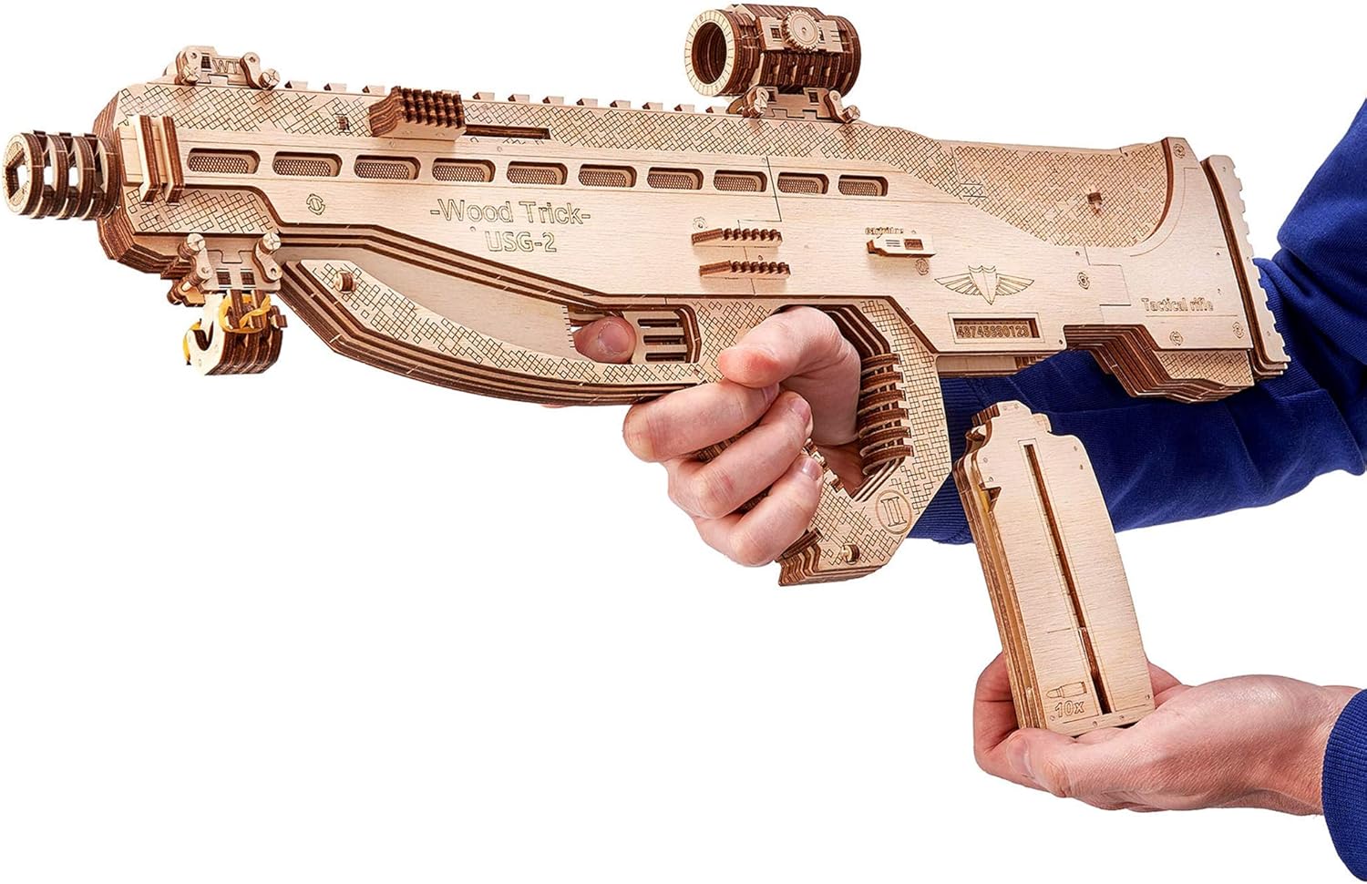 Wood Trick Assault Gun USG-2 Wooden Model Kit for Adults and Teens to ...