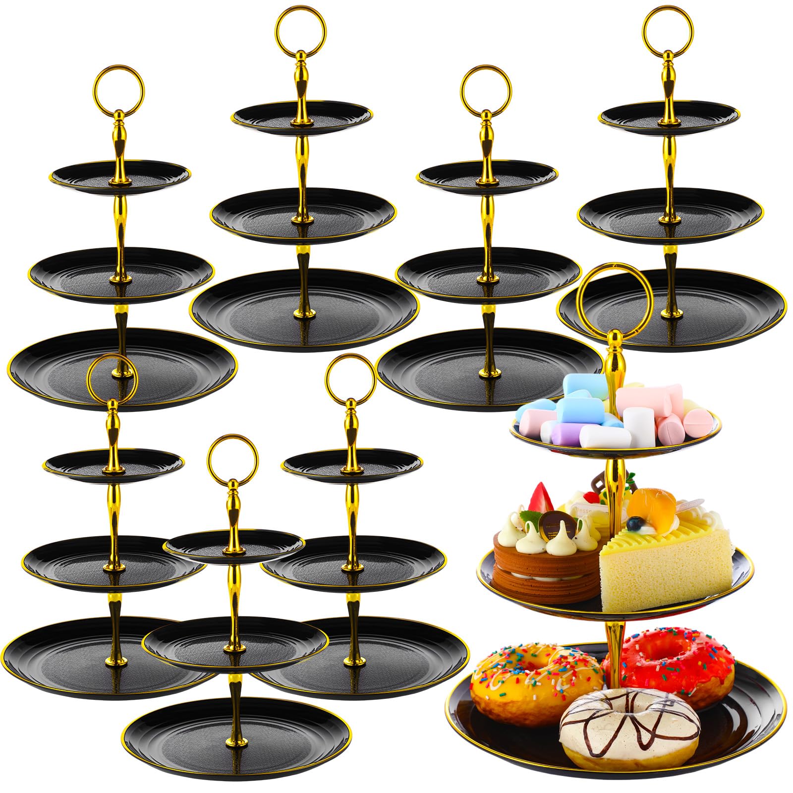 Teenyyou 8 Pack 3 Tier Cupcake Stand Bulk Tiered Dessert Stand Thick ...