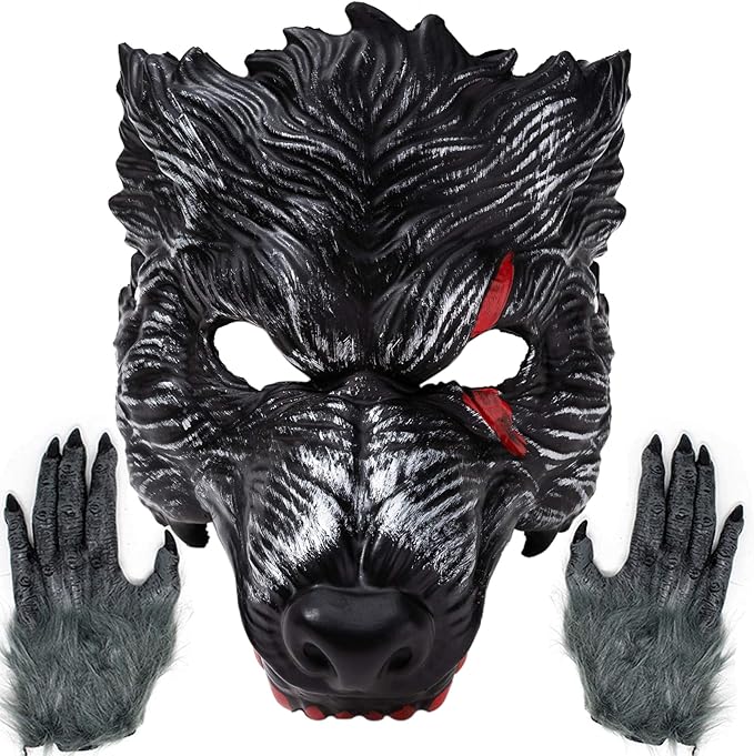 Amazon.com: Realistic Werewolf Mask Big Bad Bloody Howling Wolf Costume ...