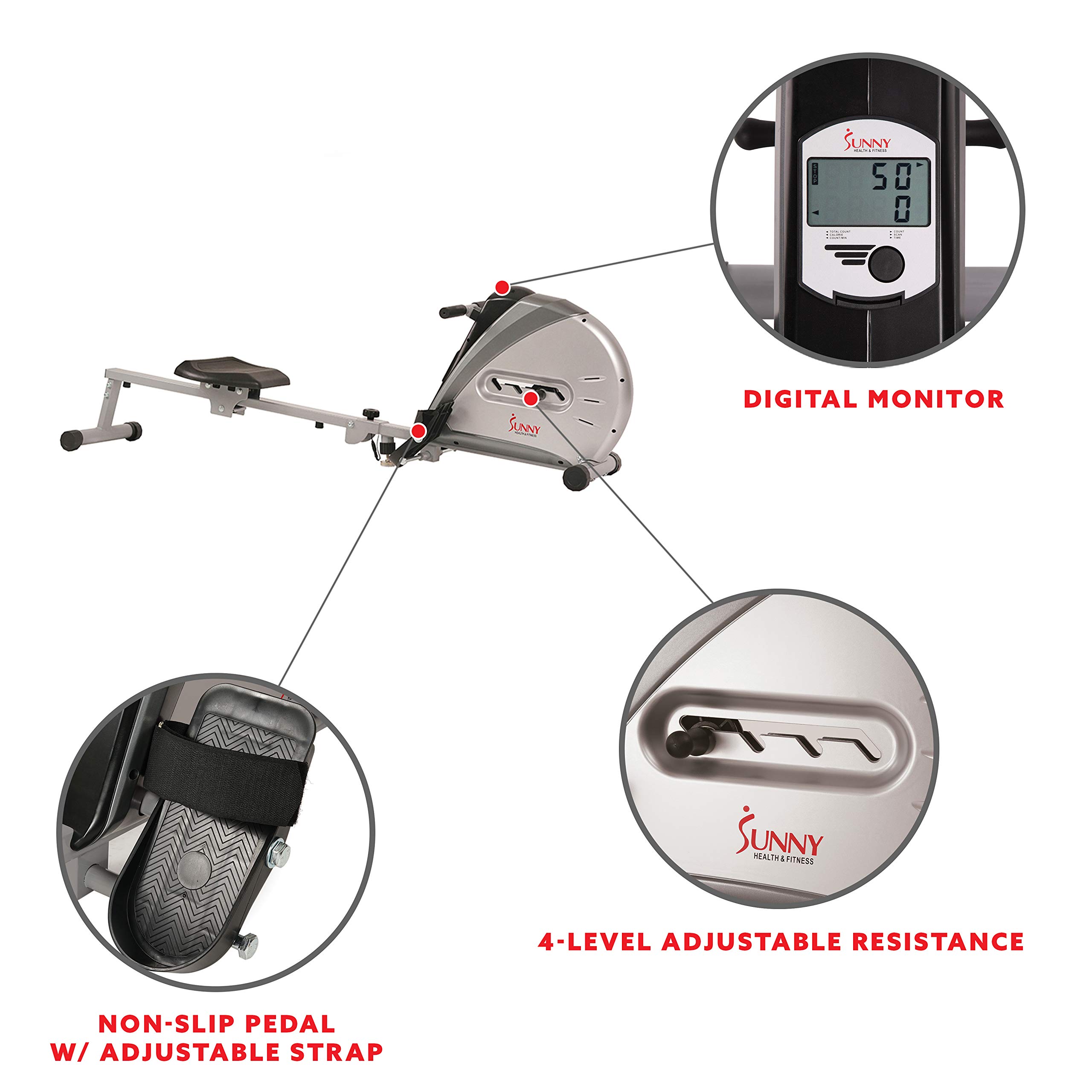 Mua Sunny Health & Fitness Rowing Machine Rower Ergometer with Digital ...