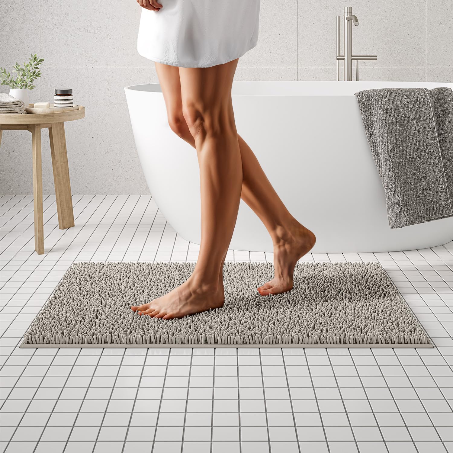 MAYSHINE Plush Shaggy Chenille Bath Mat | Extra Soft, Super Absorbent ...