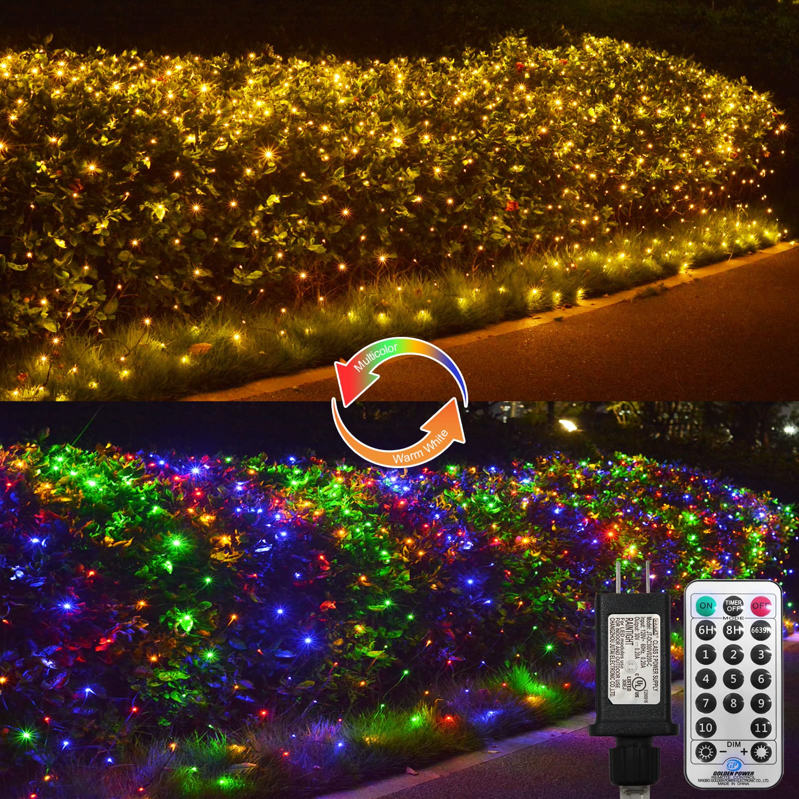 ZAIYW Dual Color Changing Net Lights 20Ft x13Ft 660 LED Christmas Net ...