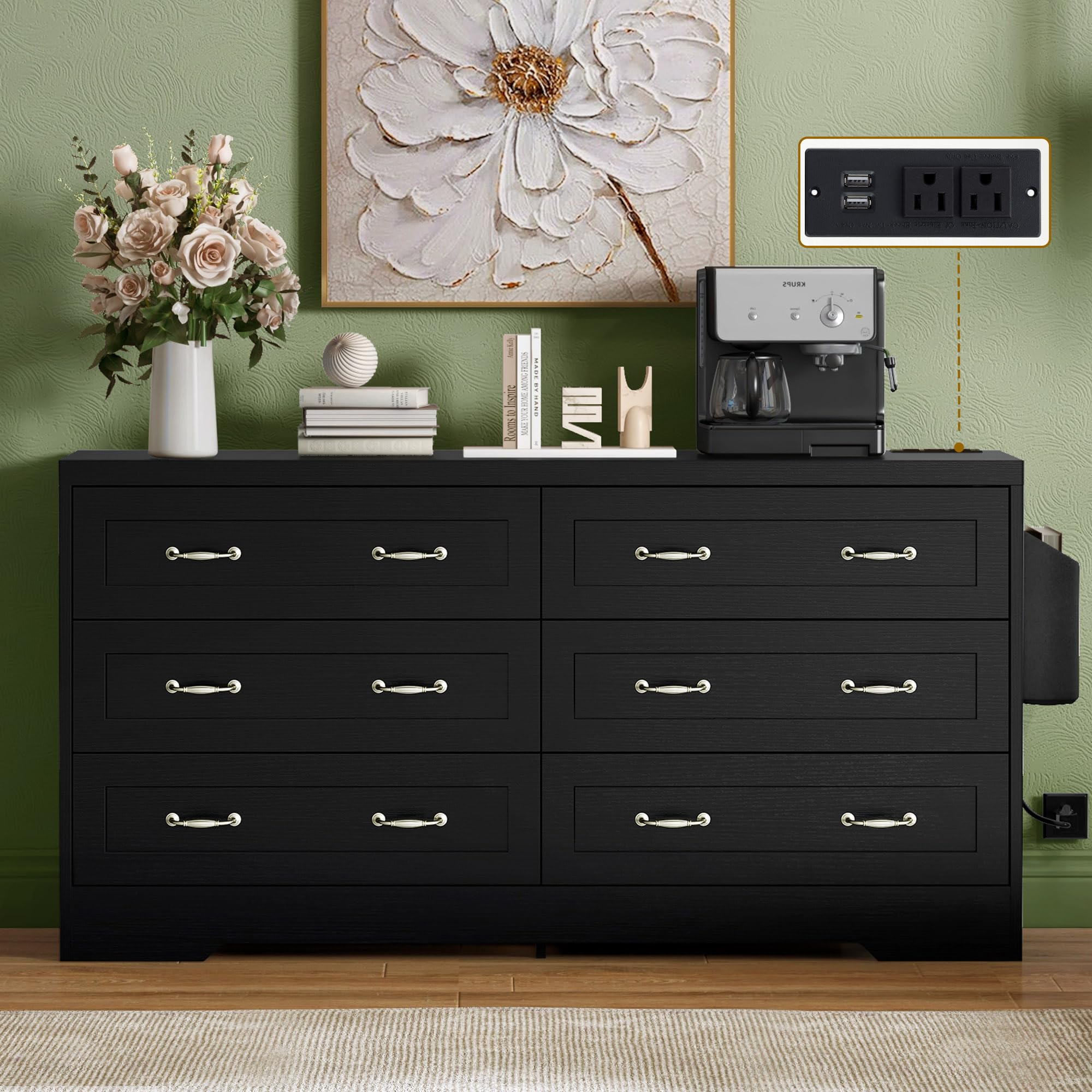 DWVO Farmhouse 7 Drawer Dresser for Bedroom, 60 Inch Large Modern ...