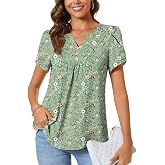 CATHY Womens Casual Summer Tops Dressy Petal Short Sleeve Chiffon ...