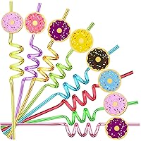 Amazon.com: 24 Reusable Donut Crazy Shape Straws for Birthday Party ...