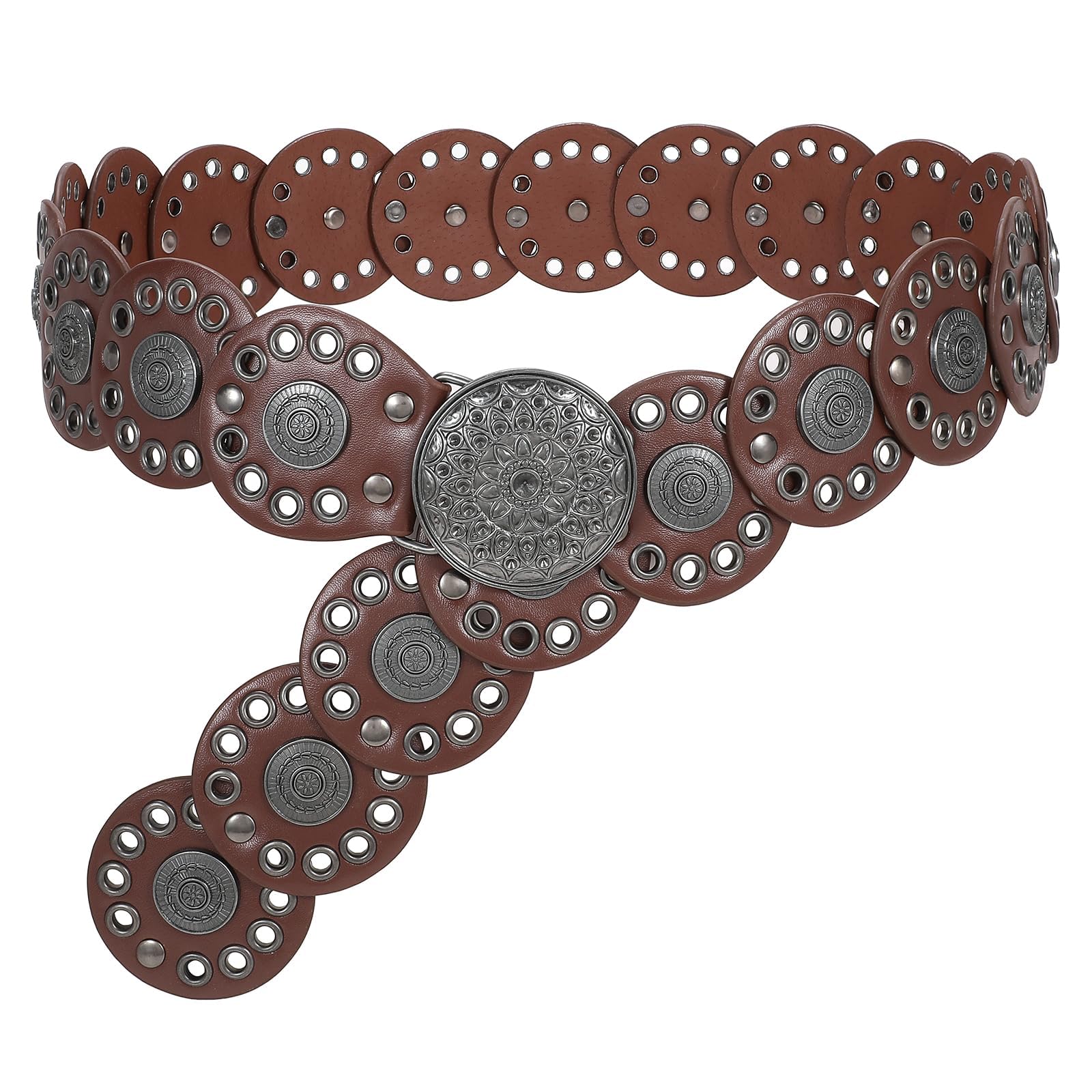 WHIPPY Western Belts for Women Vintage Disc Waist Belts Concho Leather ...