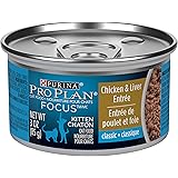 Purina Pro Plan Wet Cat Food, Focus, Kitten Chicken and Liver Entrée, 3 ...