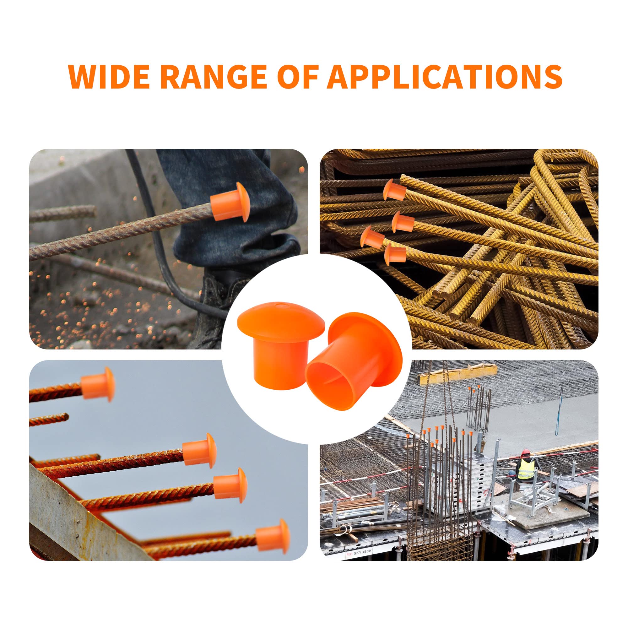 80 Pcs Rebar Caps, Mushroom Rebar Safety Cap, Orange Plastic Rebar ...