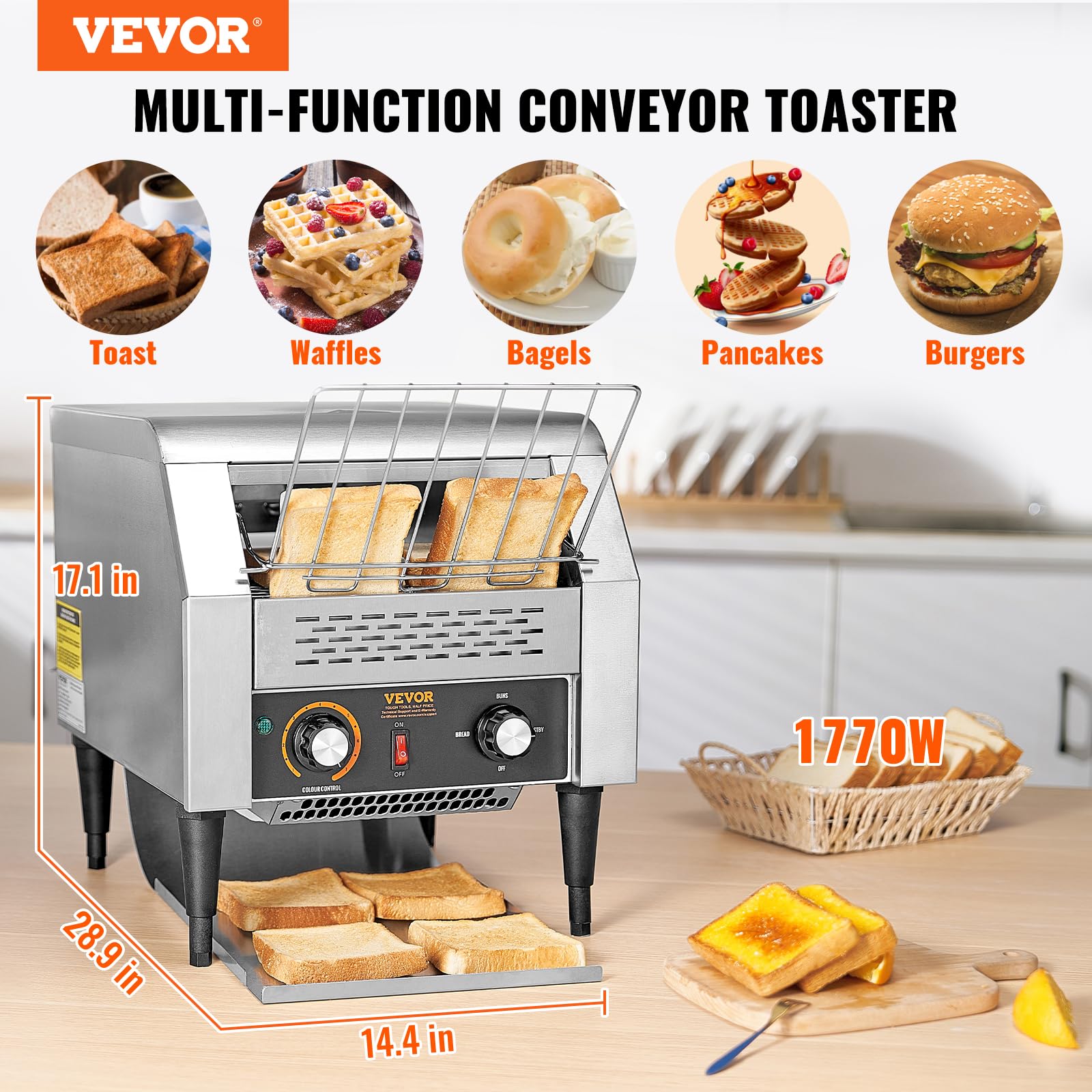 Mua VEVOR Commercial Conveyor Toaster, 300 Slices/Hour Conveyor Belt ...