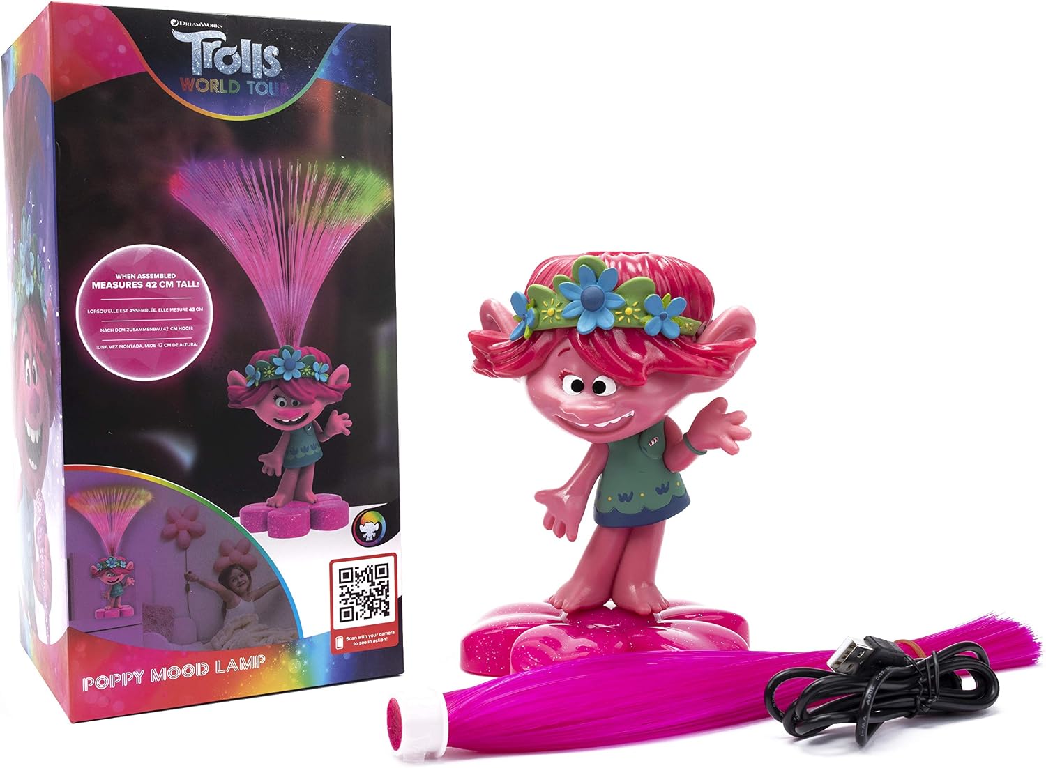 Trolls World Tour Princess Poppy’s Hair Lamp Official Fibre Optic Light ...