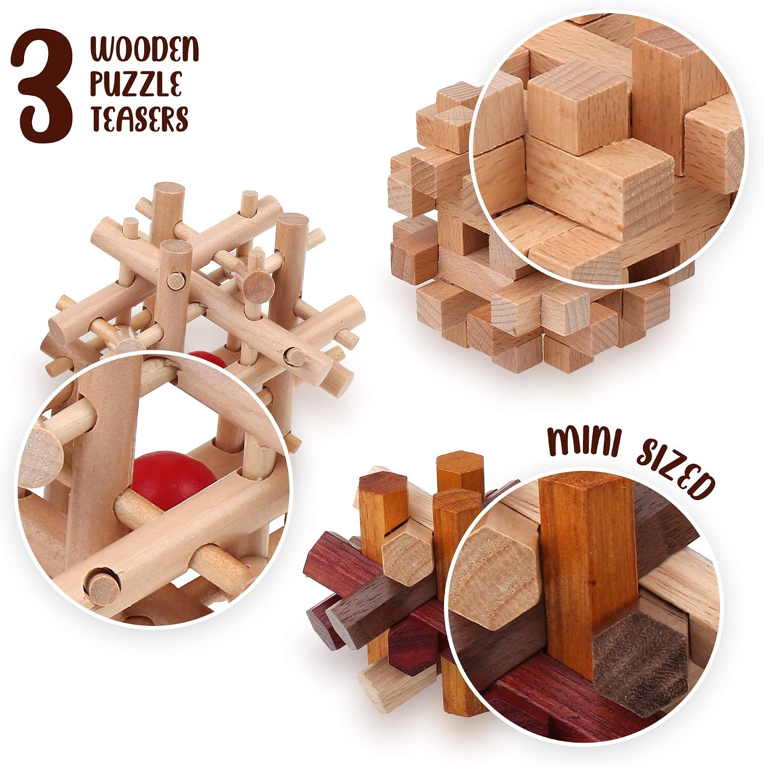 Sharp Brain Zone 3D Wooden Puzzle Games Pack of 3 | Educational Toys ...