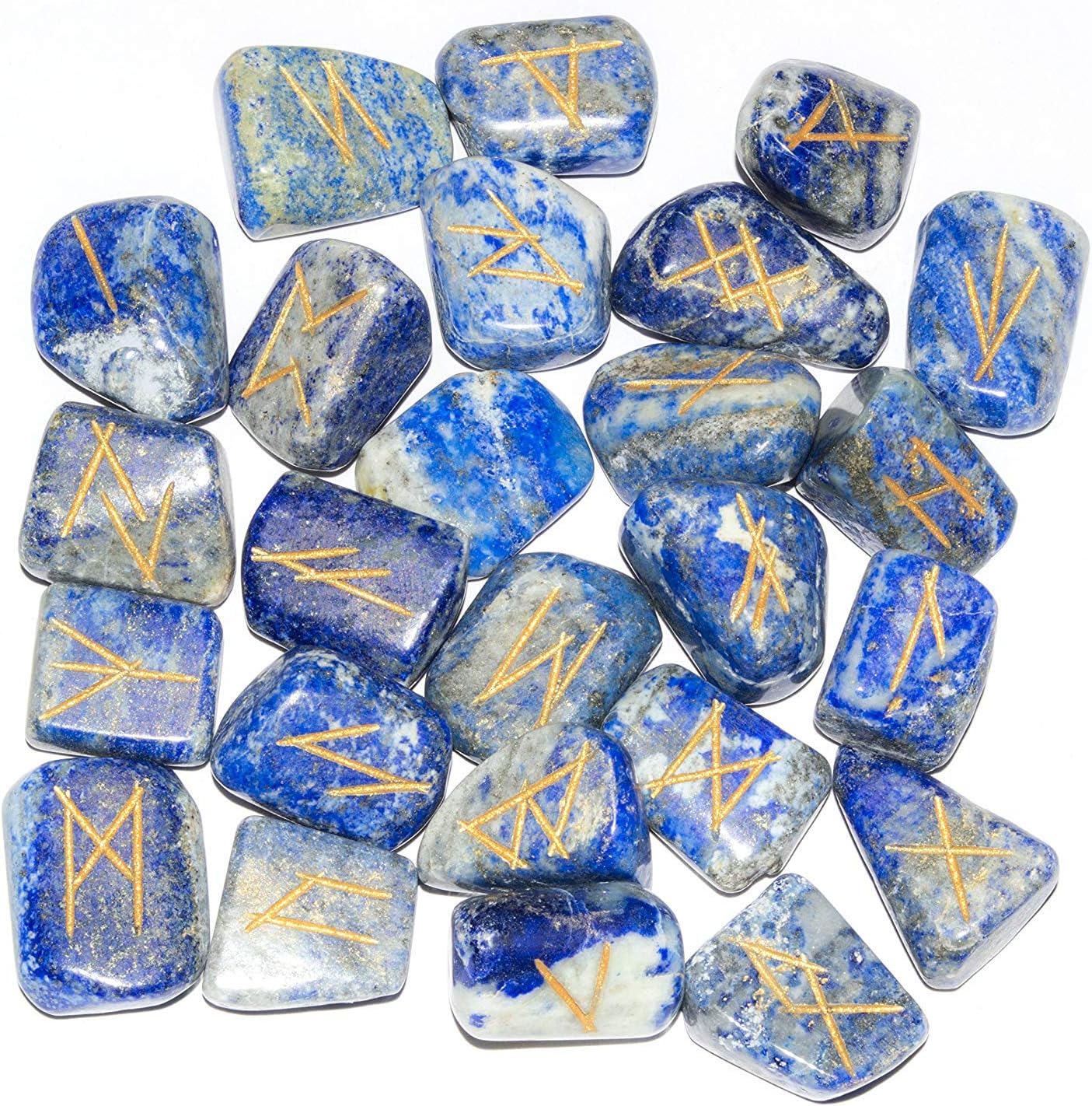 Amazon.com: YATHABI 25 Pcs Lapis Lazuli Rune Stones Set Reiki Healing ...