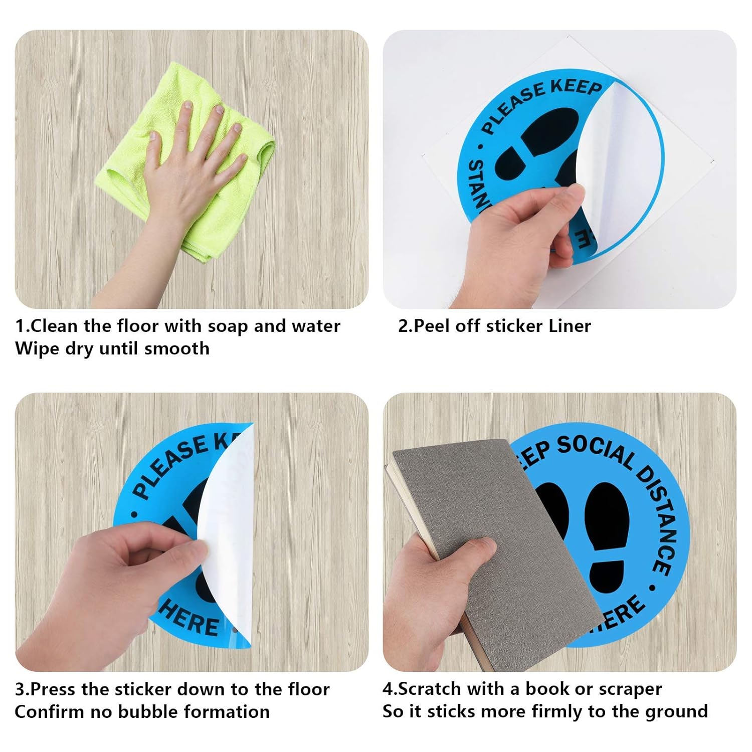 10PC Social Distance Floor Decals,Safety Sign Distance Notice Floor ...