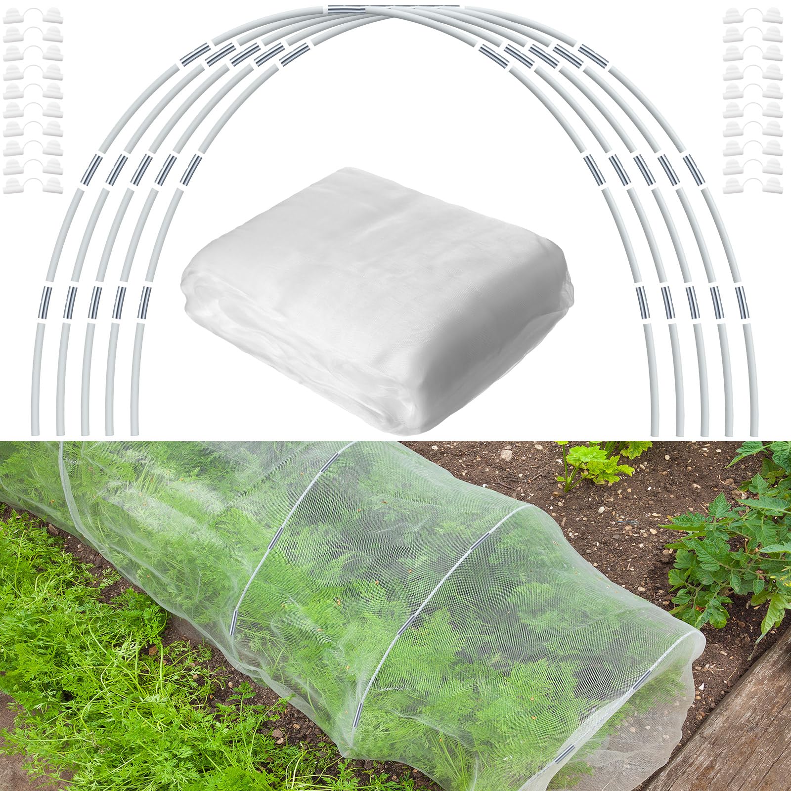 BBTO 66x8 Ft Raised Bed Netting Kit Plant Covers with Garden Greenhouse ...