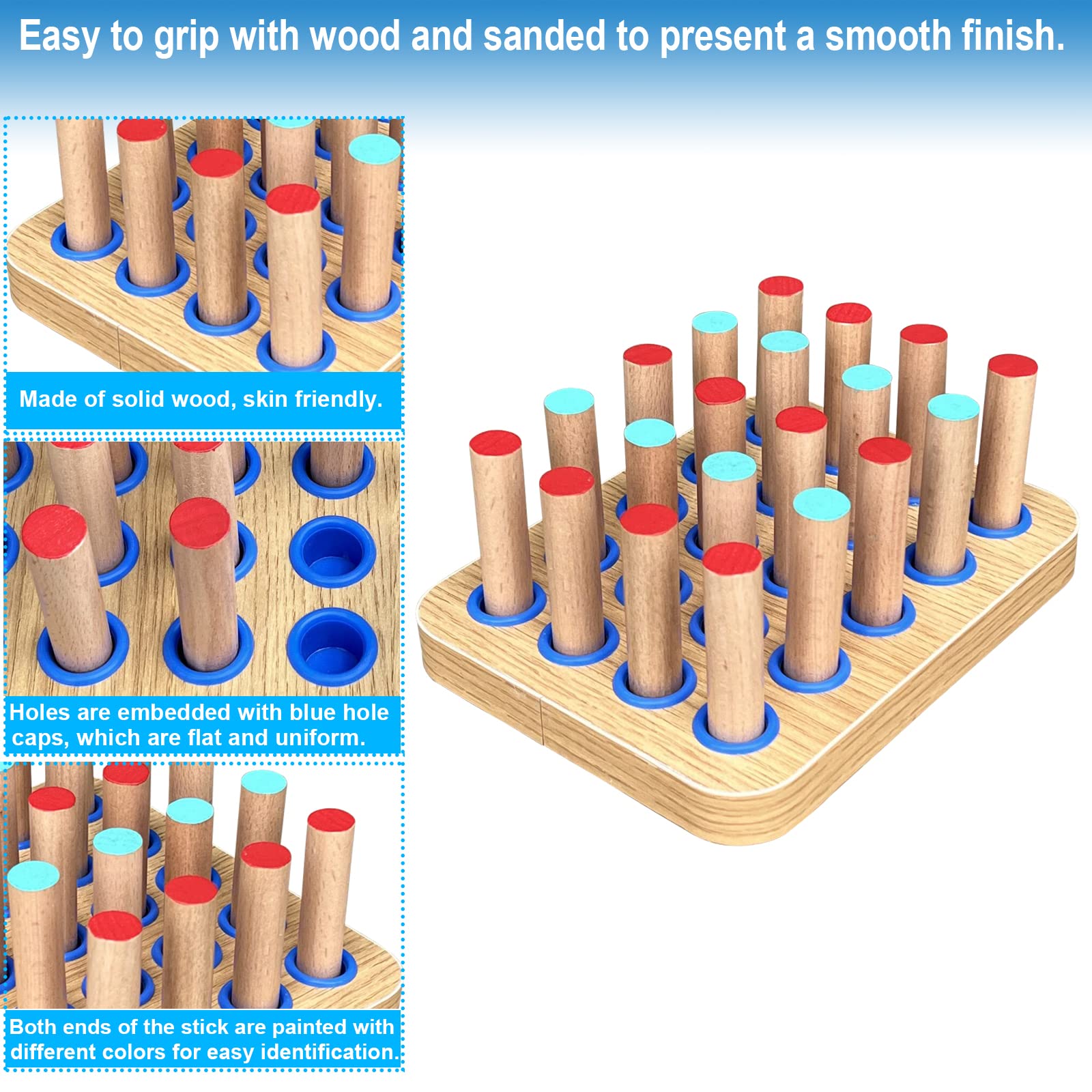Mua 20-Hole Wooden Pegboard for Finger Dexterity Exercises, Easy Grip ...