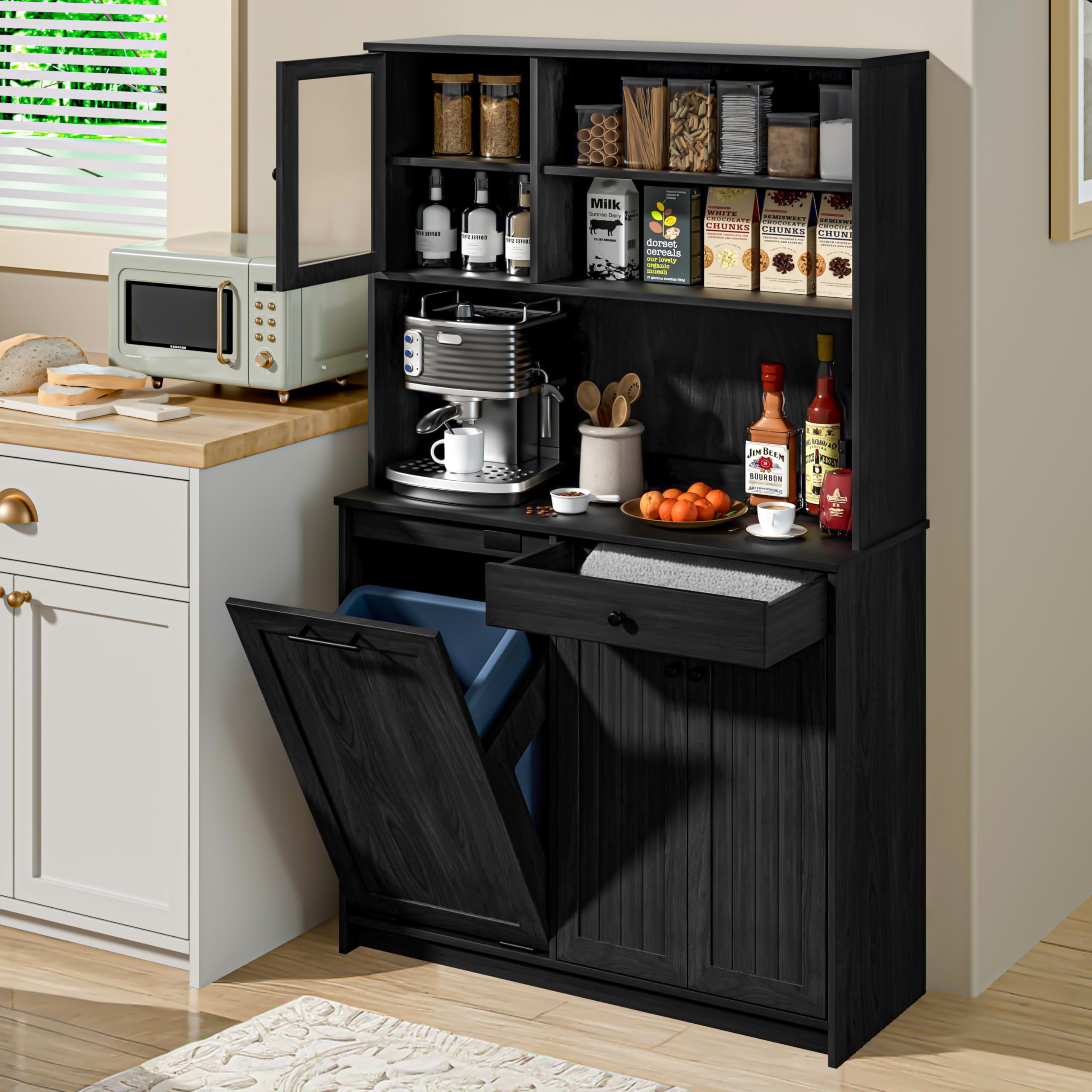 OLD CAPTAIN Tilt Out Trash Cabinet with Deodorising Function, Kitchen ...