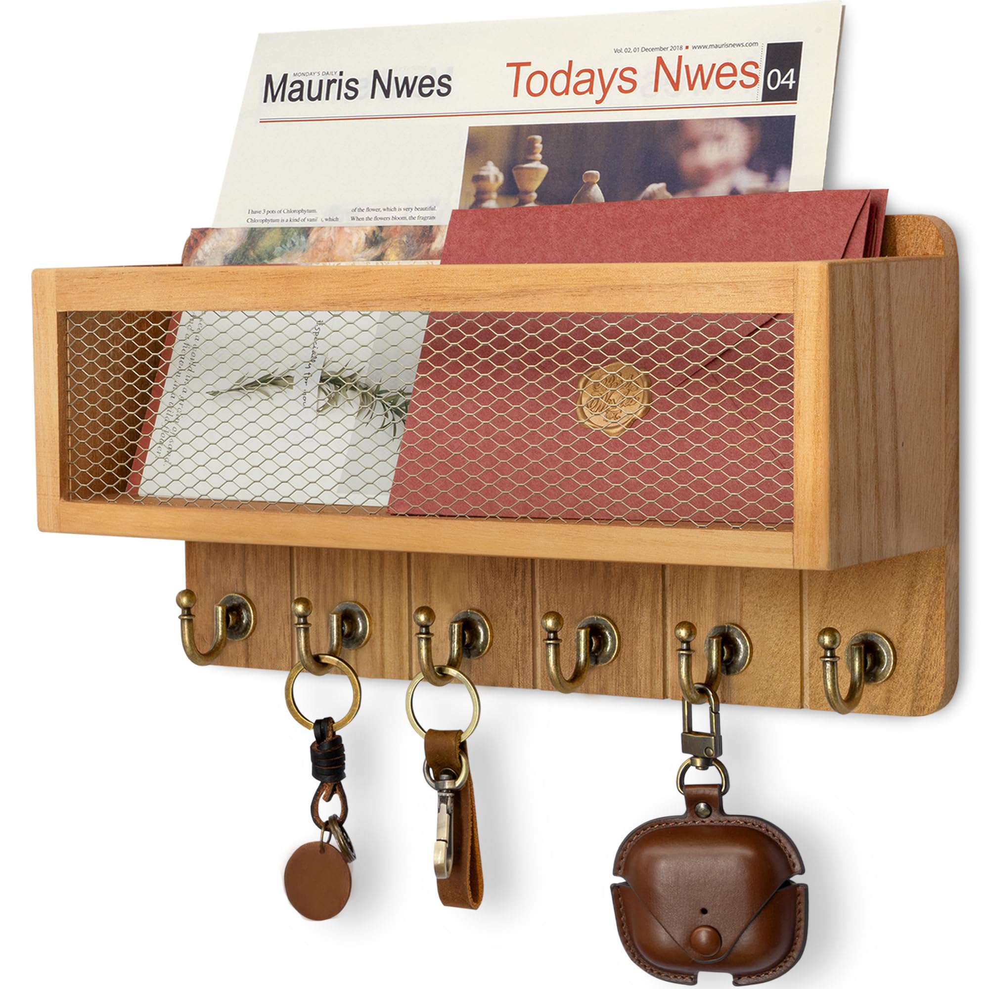 Rebee Vision Farmhouse Key and Mail Holder for Wall with Mesh Mail ...