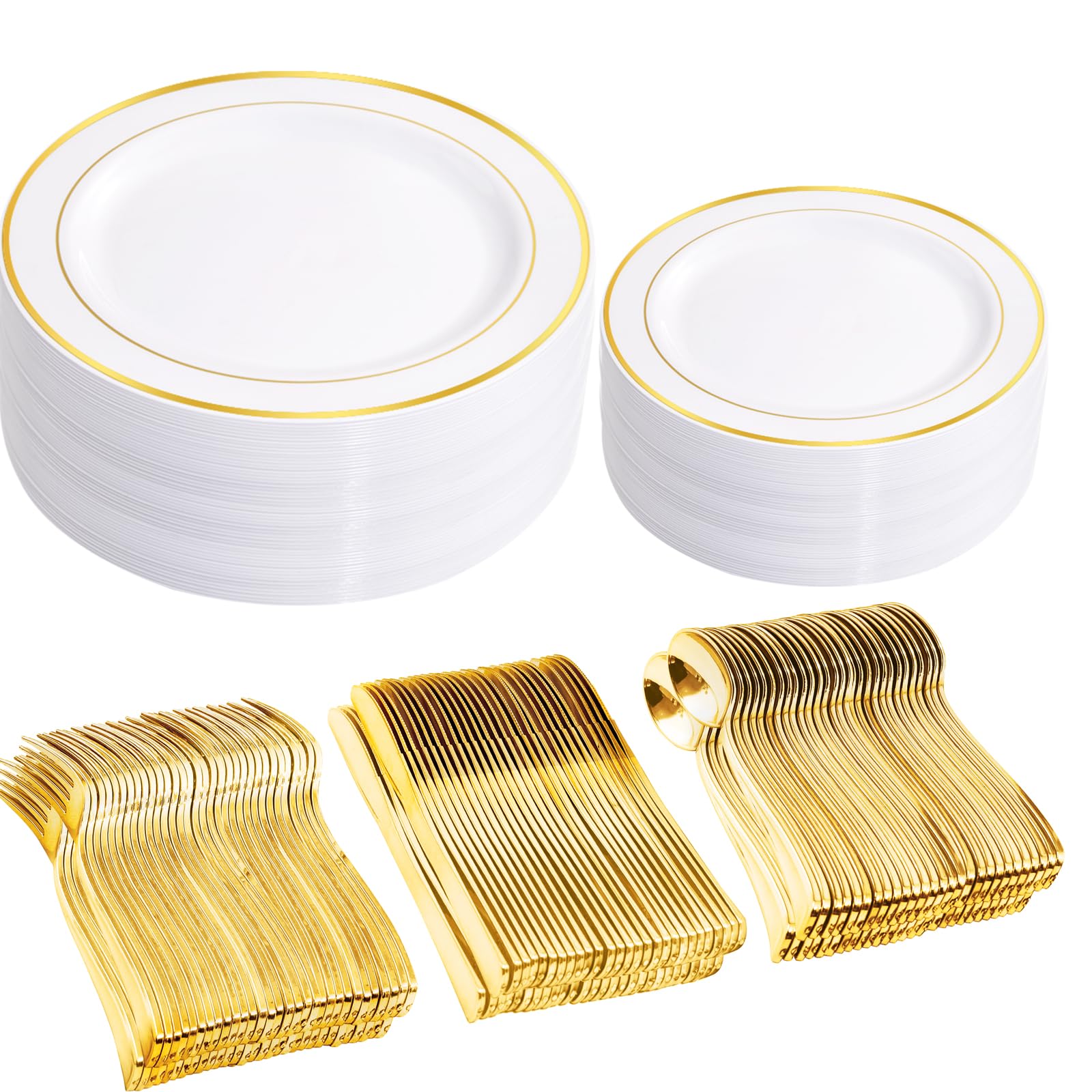 DaYammi 250pcs Thanksgiving Gold Plastic Dinnerware Sets, Includes: 50 ...