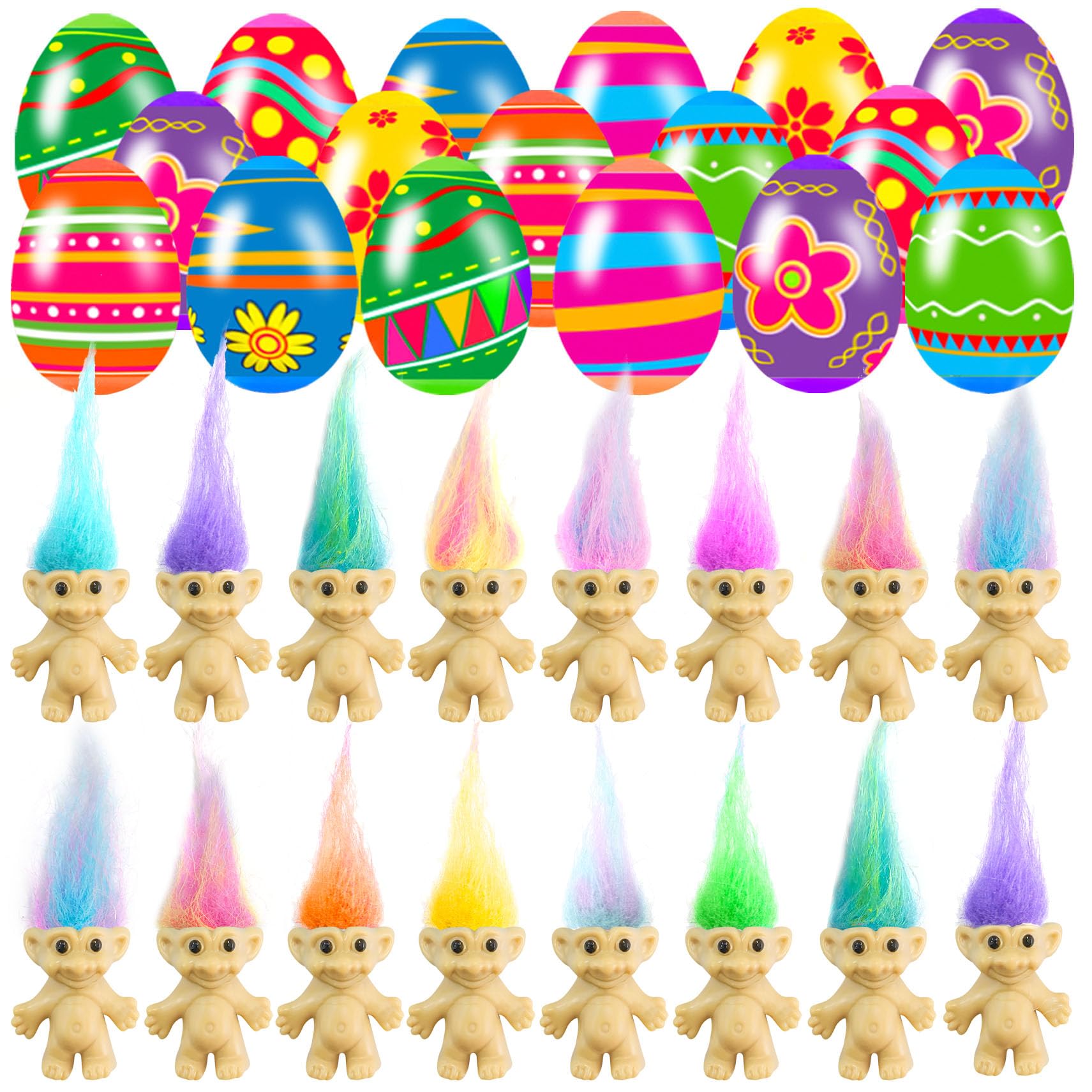 Holydeck 24 PCS Prefilled Easter Eggs with Mini Toys Inside Vintage ...