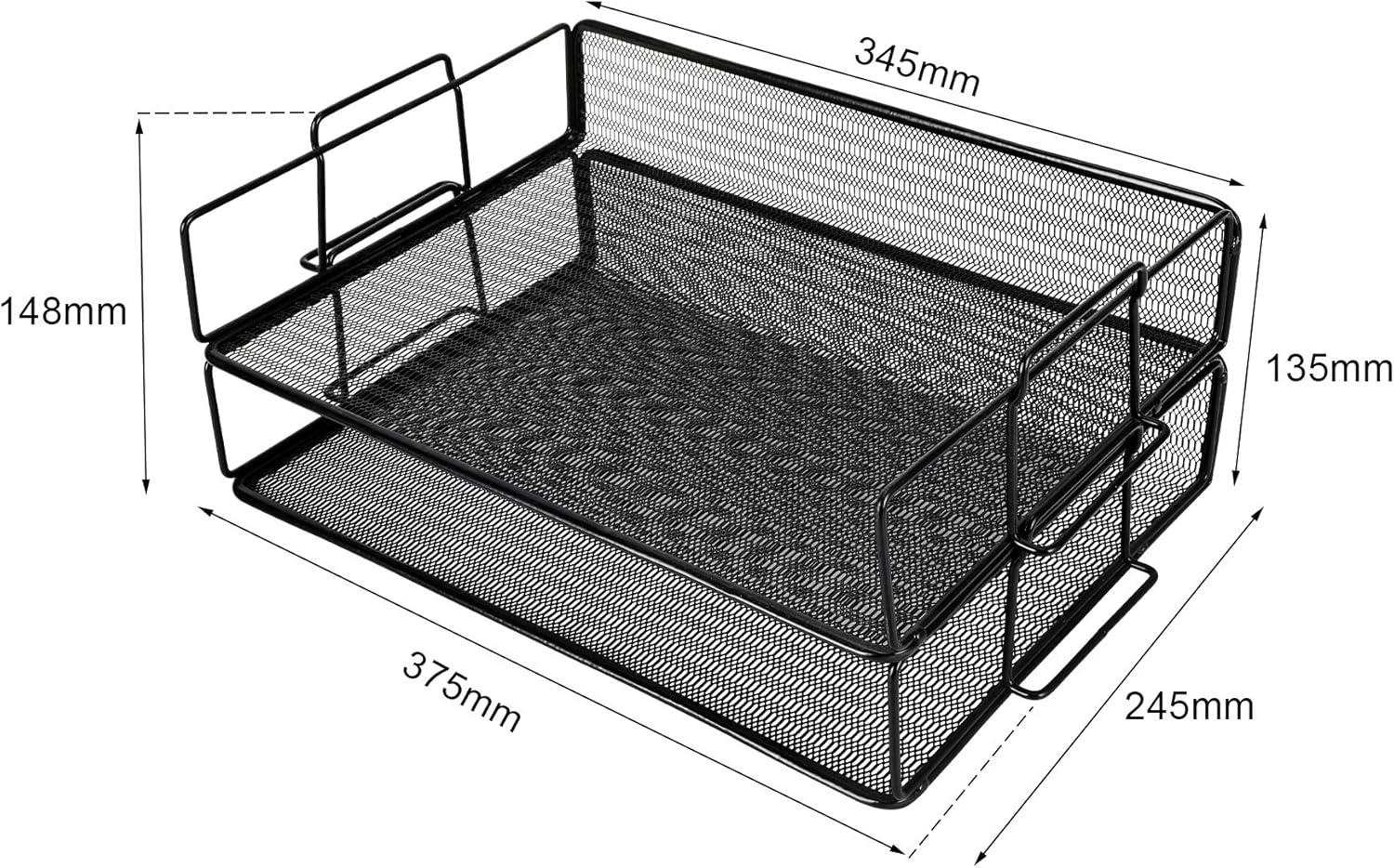 EasyPAG Mesh 2 Tier Stackable A4 Filing Trays Office Desk Tidy File ...