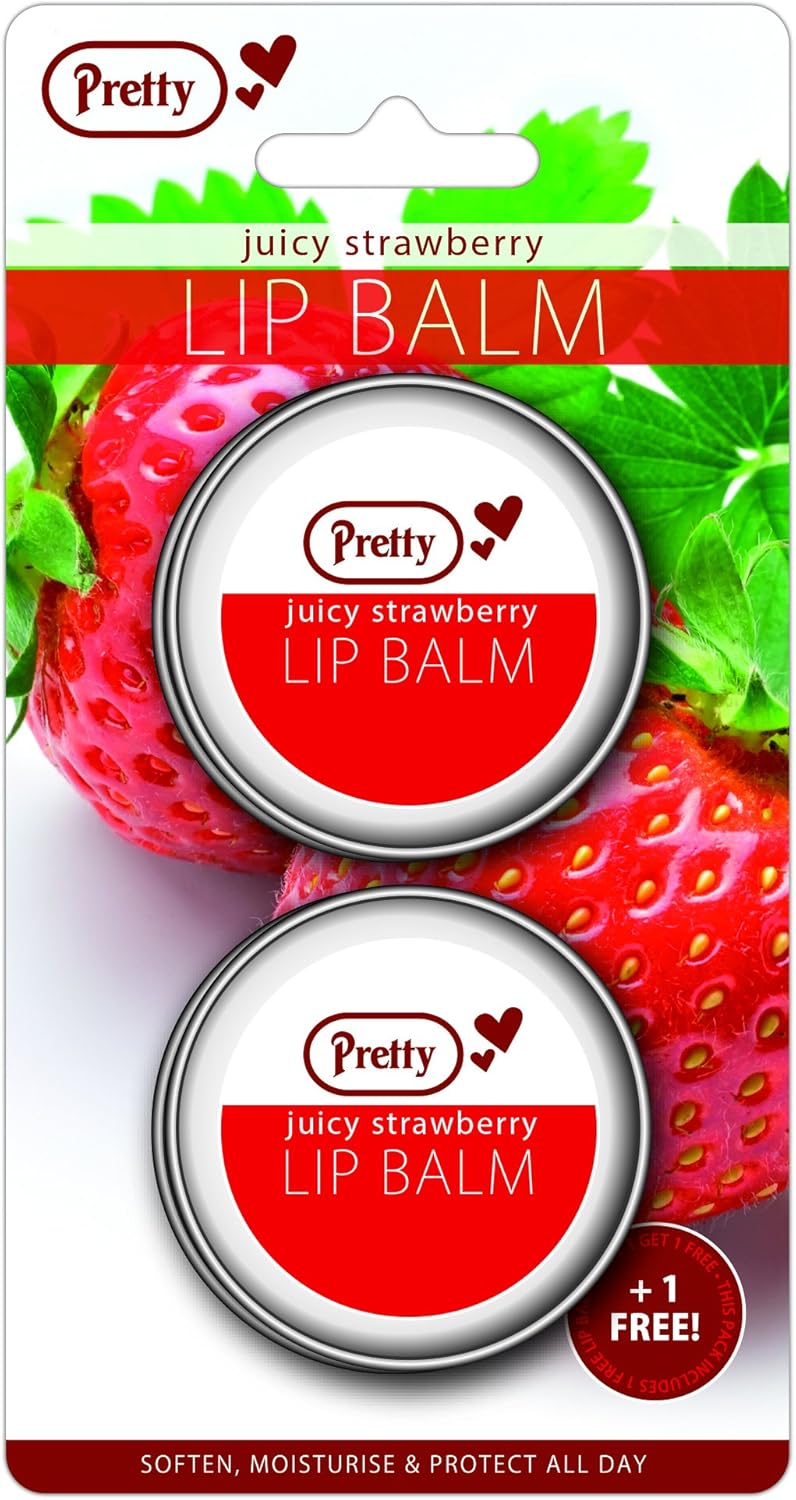 Pretty Lip Balm Tin, Strawberry 15 g - Pack of 2: Amazon.co.uk: Beauty