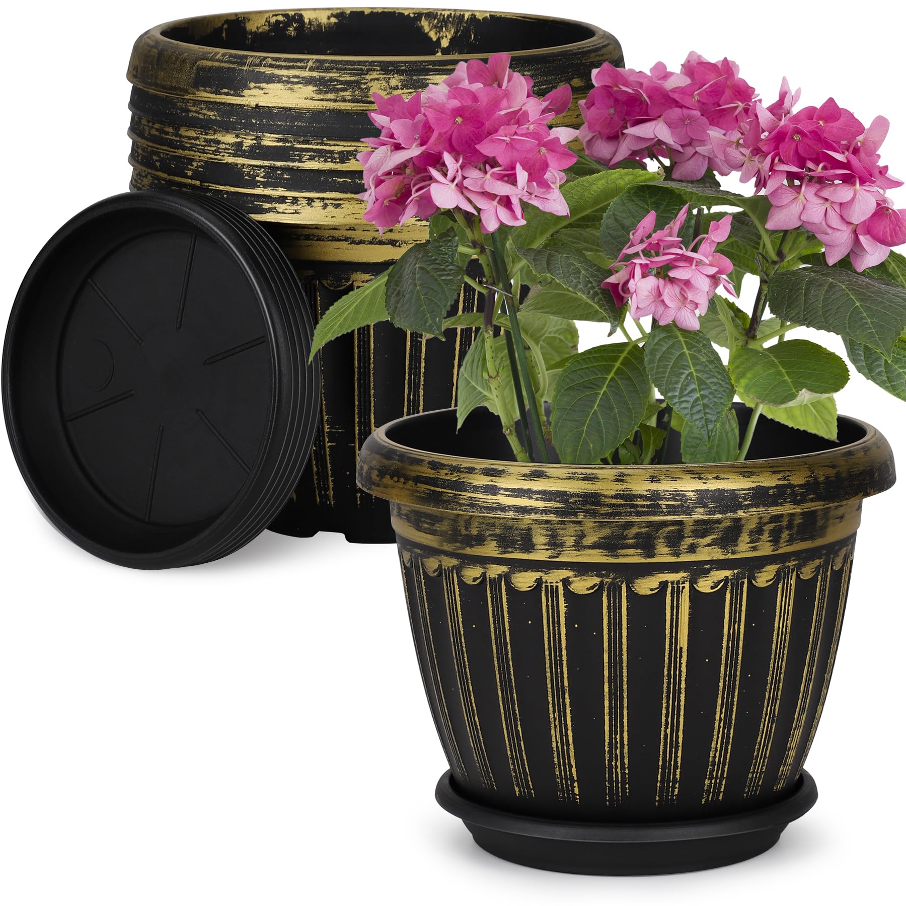 QRRICA Plant Pots 6 inch Pots, 6 Pack Flower Pots Outdoor Indoor ...