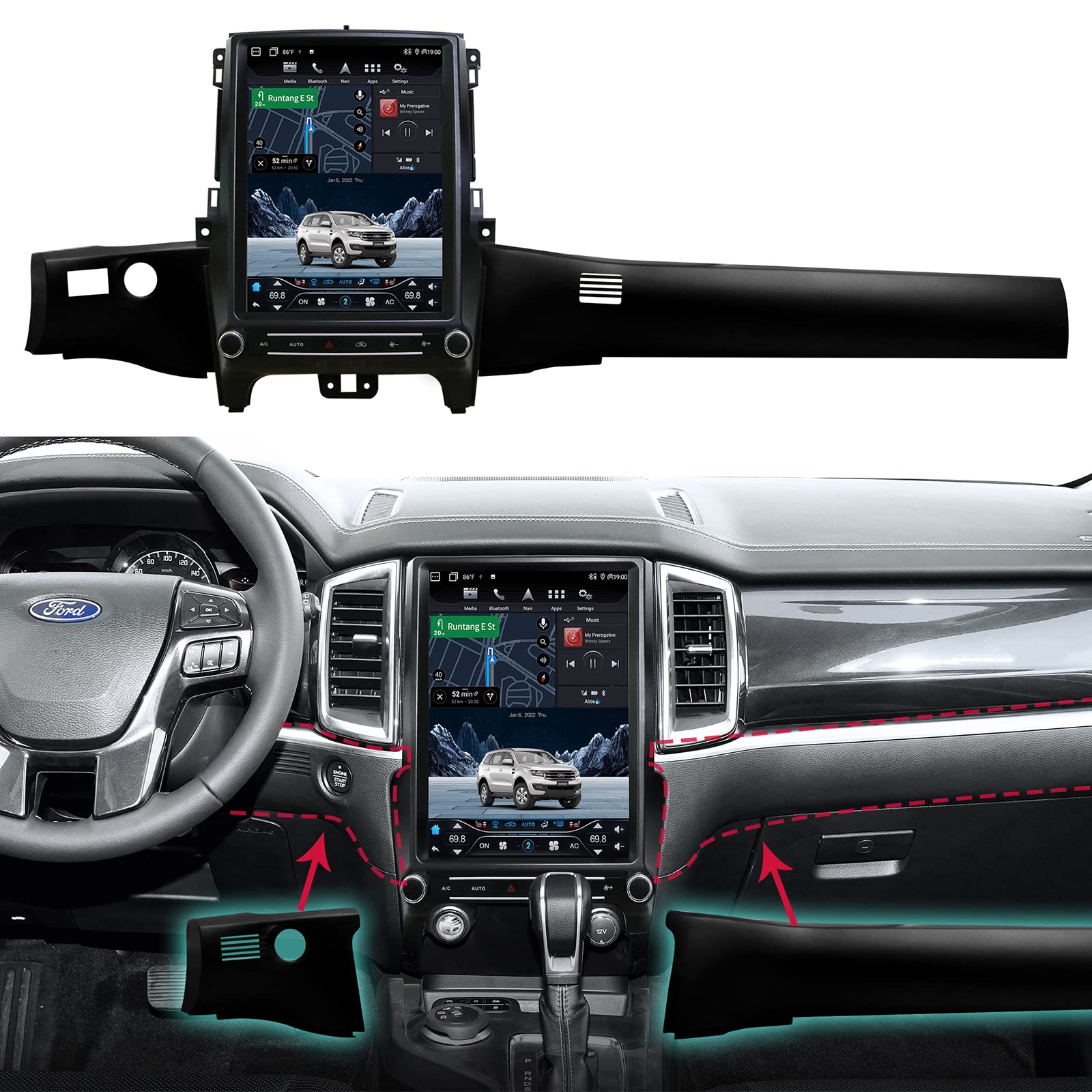 Mua YULU E10+ Car Radio Stereo for Ford Ranger 2018 to 2021 Android 13 ...