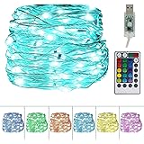 Amazon.com: Koxly Fairy String Lights USB Powered 16 Colors Changing ...