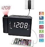 Electrohome Projection Alarm Clock with AM/FM Radio, Battery Backup ...