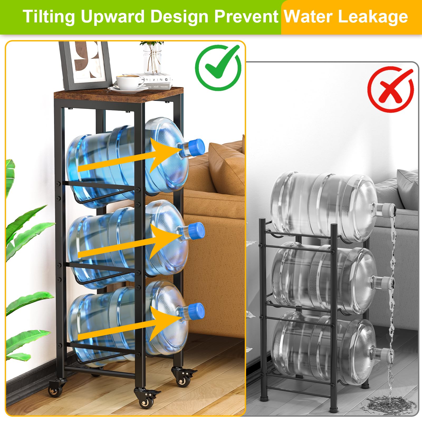 Mlinavn 5 Gallon Water Bottle Holder, 3-Tier Water Jug Rack,Water Jug ...