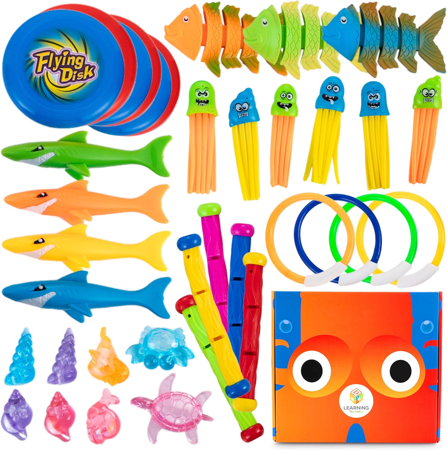 Amazon.com: L Learning Toy Boxes Pool Diving Toys for Kids 38 PC ...
