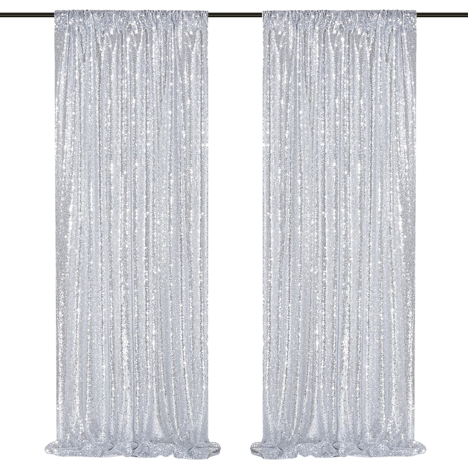 Mua Silver Sequin Backdrop 2 Panels 2FTx8FT Christmas Party Backdrop ...