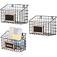 Amazon.com: MyGift Set of 3 Wall Mounted Rustic Black Metal Wire Home ...