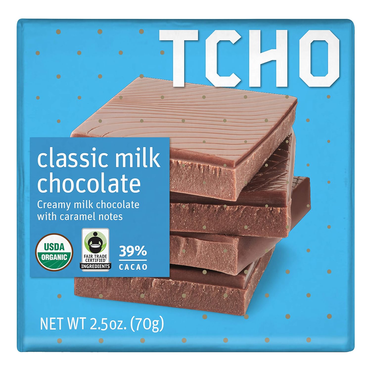Amazon.com : TCHO Milk Chocolate Classic 39%, 70g bar, Pack of 12 ...