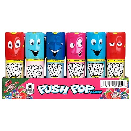 Push Pop 24 Count Individually Wrapped Lollipops - Variety Candy Party ...