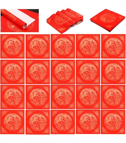 Chinese Calligraphy Paper Easyou Handmade Red Xuan Paper - Dragon ...