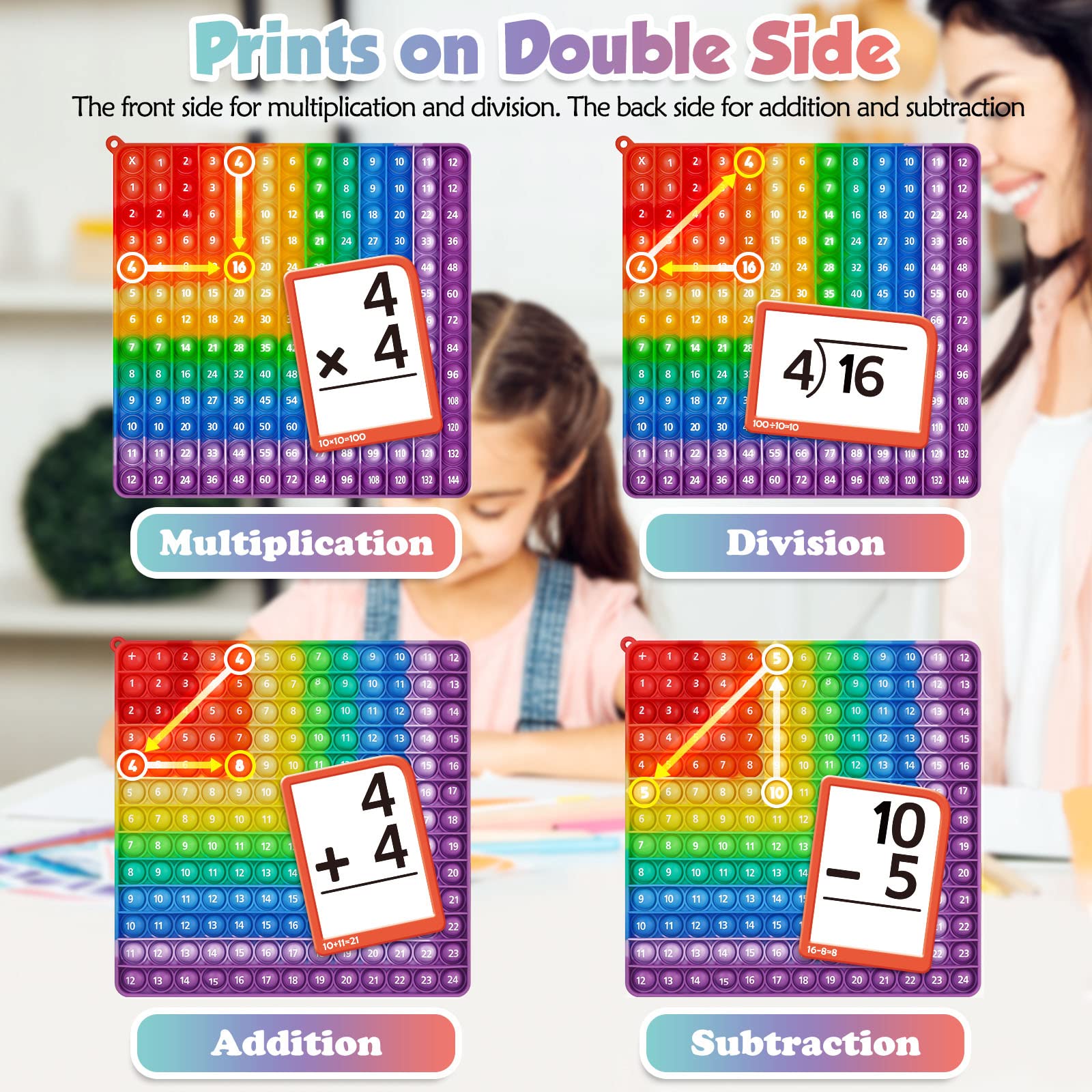 Mua Torlam Math Flash Cards + Pop Board Fidget, Multiplication Flash ...