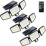Tuffenough Solar Outdoor Lights 2500LM 210 LED Security Lights with Remote Control,3 Heads ...
