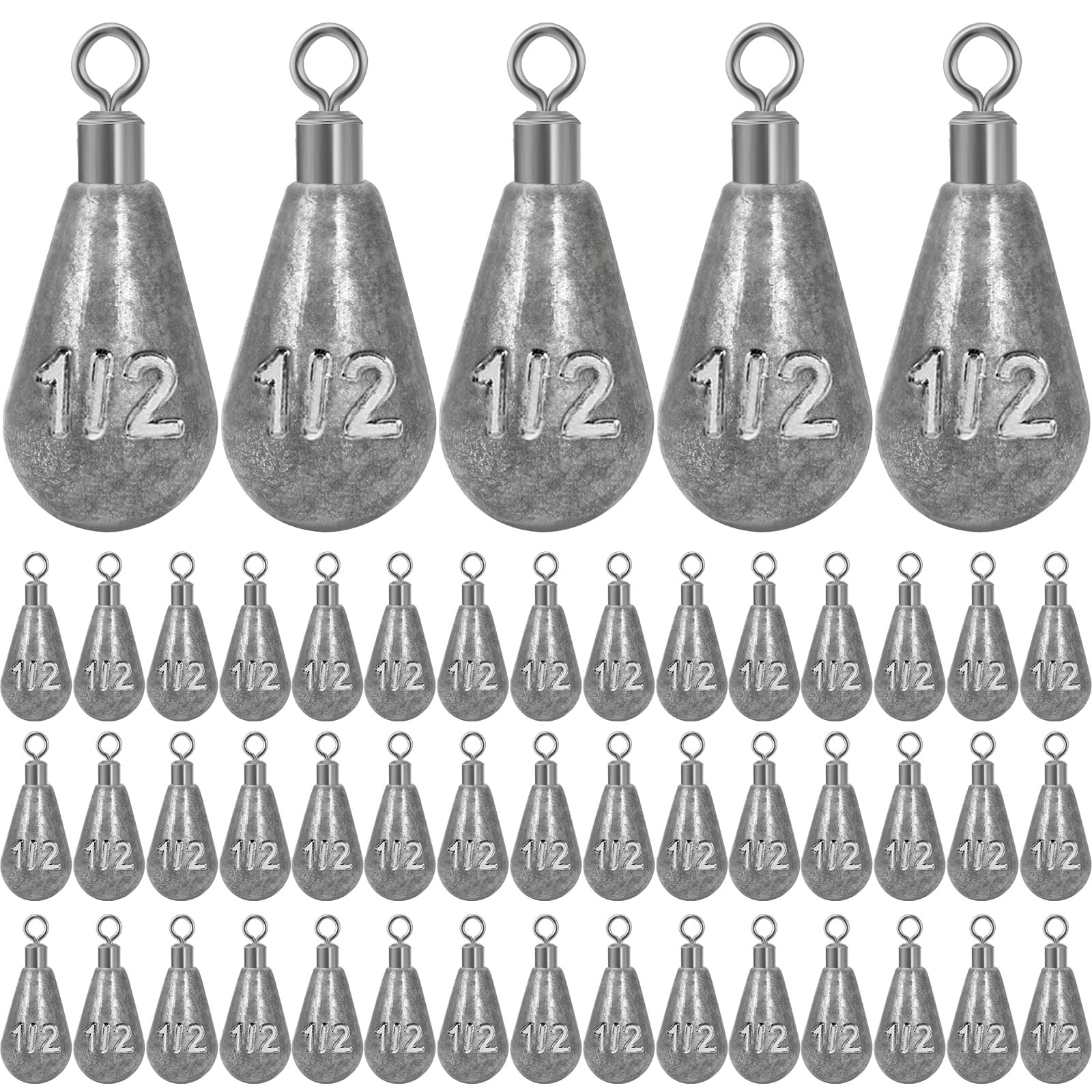 Landhoow 40 Pcs 1/2oz Bell Sinkers Weights Casting Swivel Bell Sinkers ...