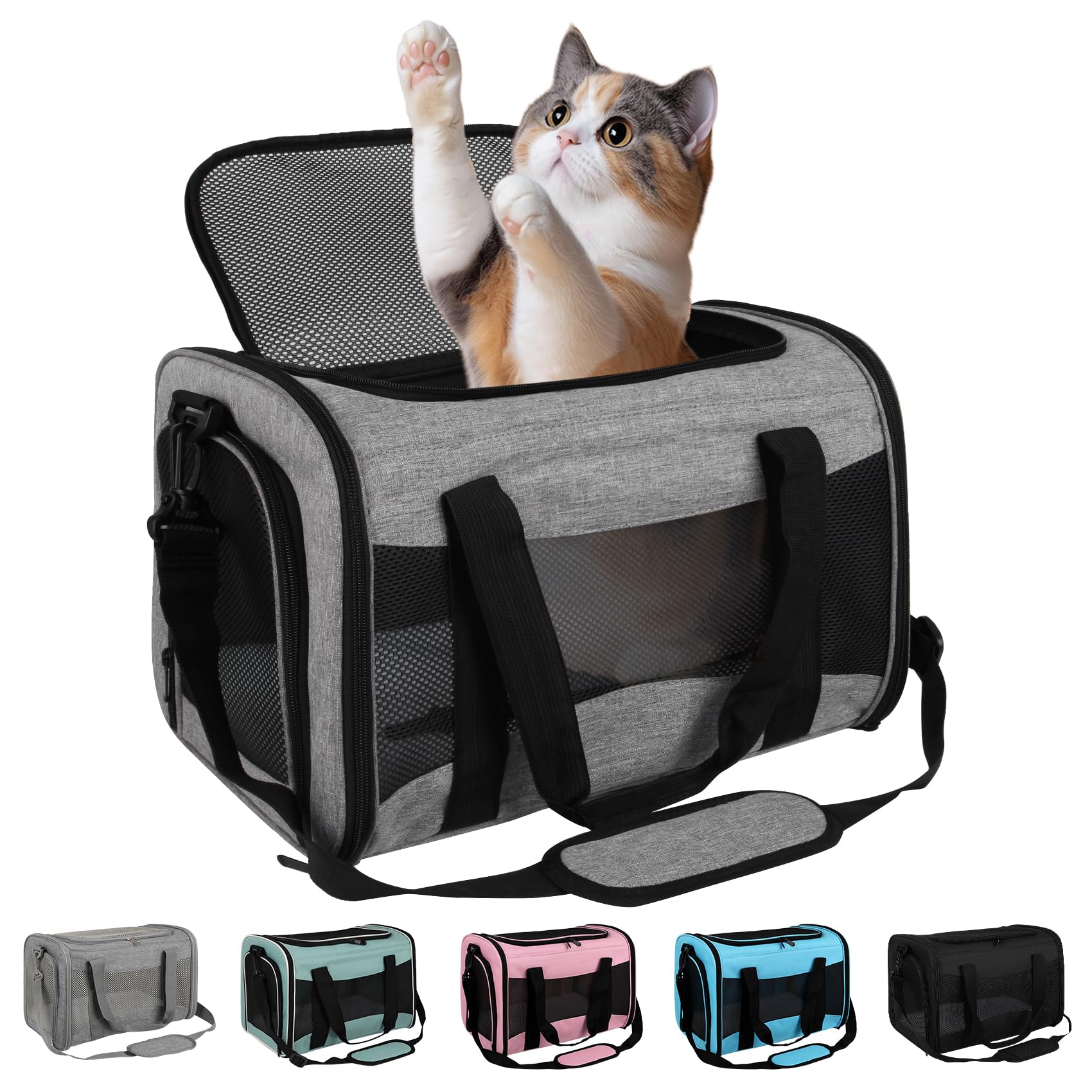 Pet Carrying Case - Dog and Cat Carrier Soft-Sided Bag, Airline ...