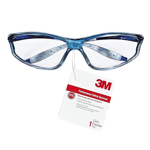 3M Performance Safety Eyewear, Blue Translucent Frame, Clear Lens in ...